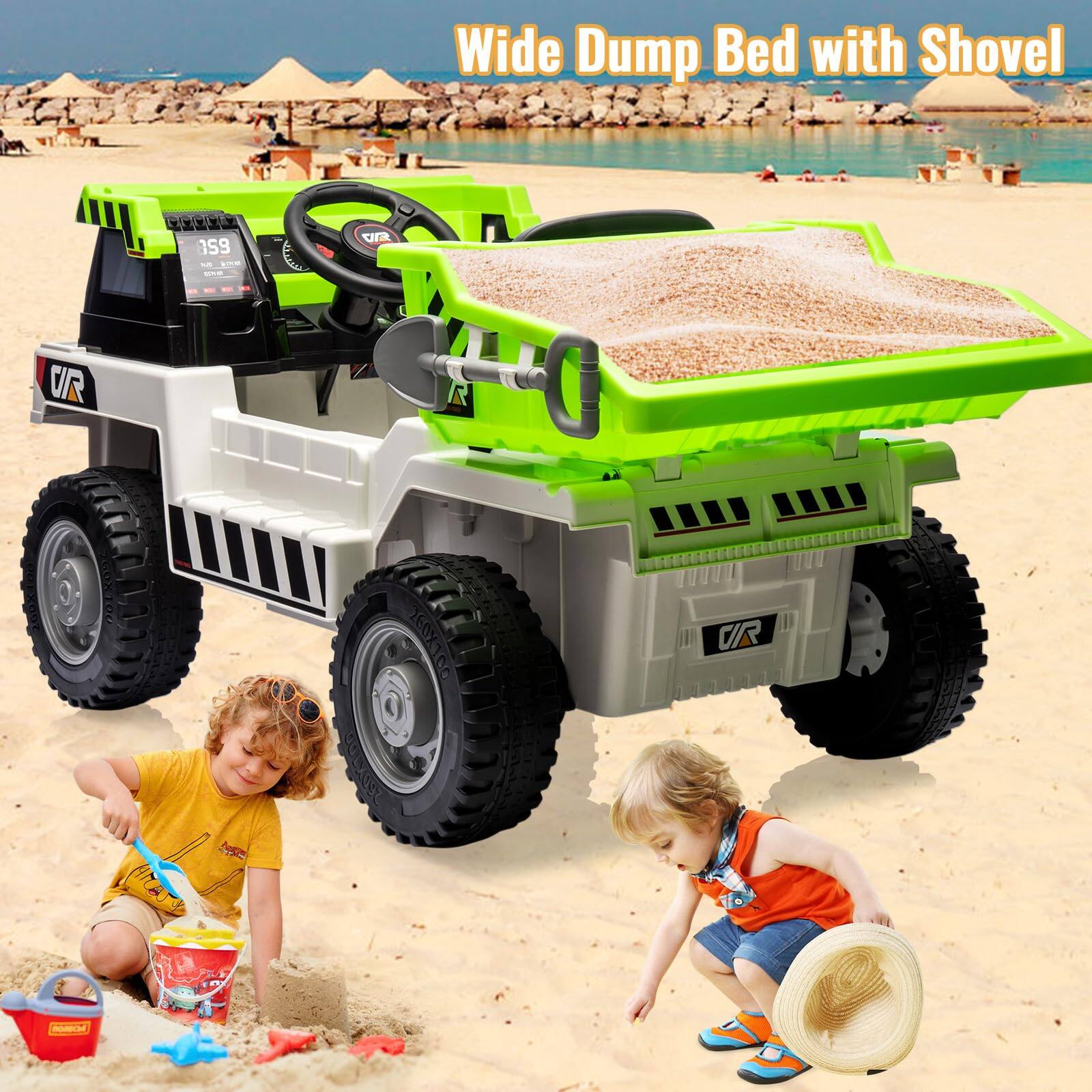 Acekool 12V Kids Electric Dump Truck, Ride On Construction Vehicle with ...