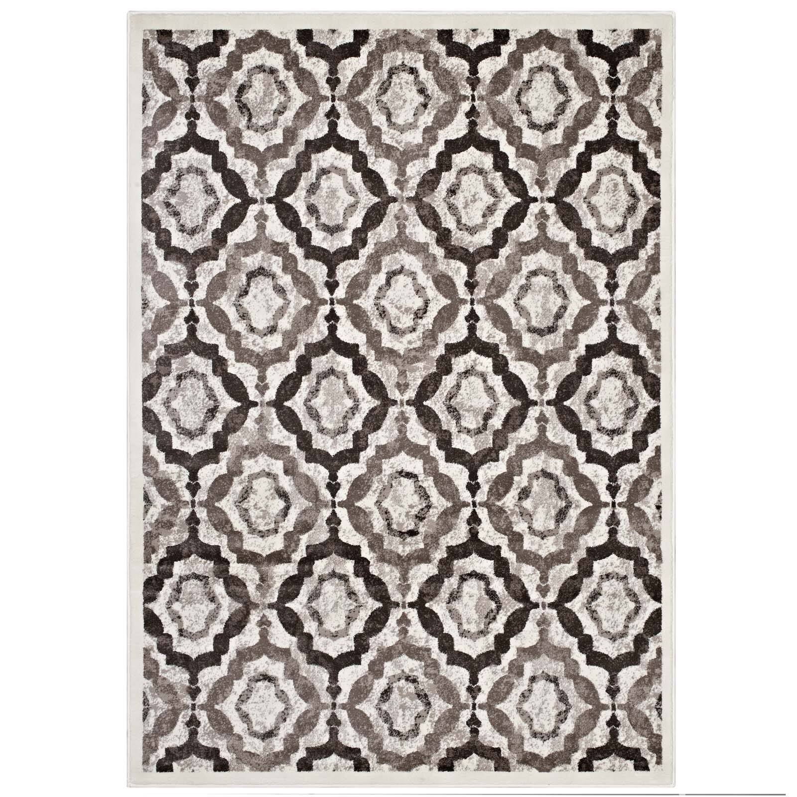 Modway Kalinda Rustic Vintage Moroccan Trellis Area Rug Brown Beige and ...