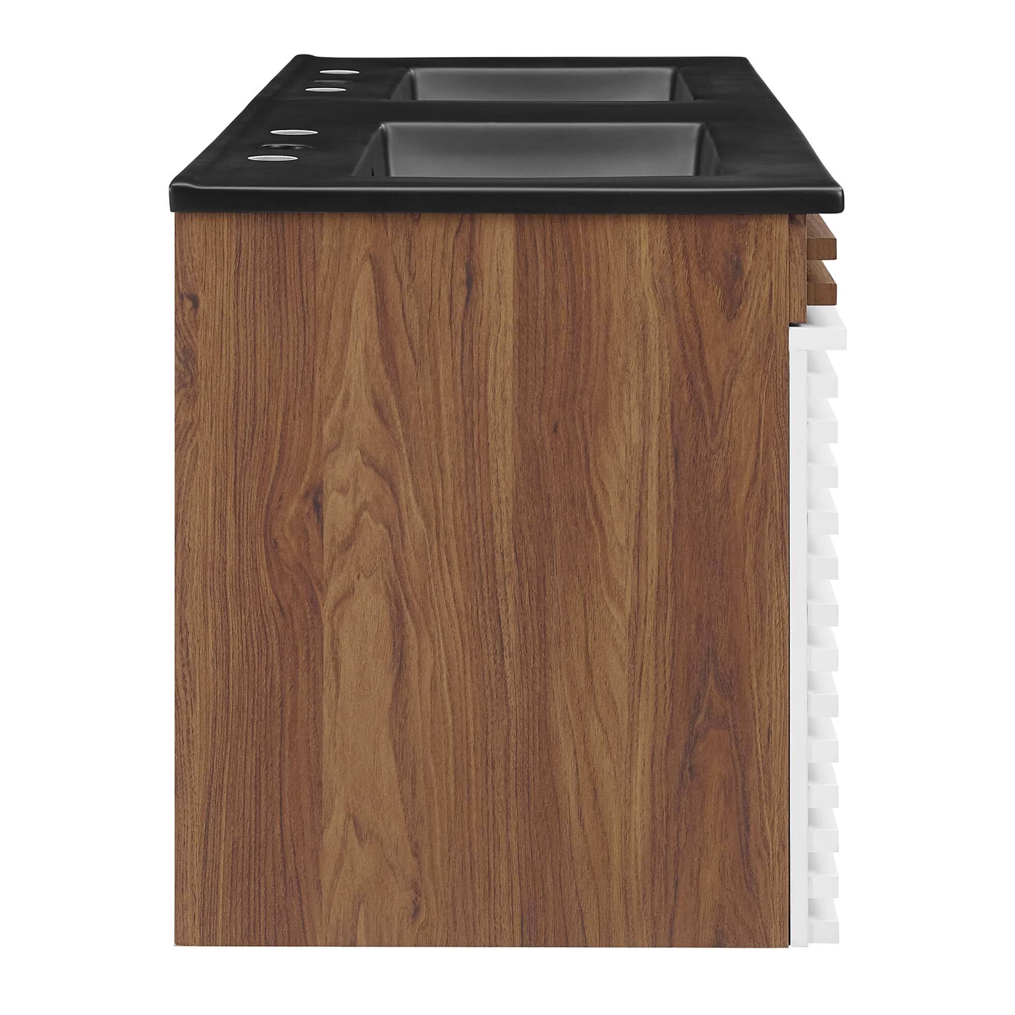 Render 48" Wall Mount Bathroom Vanity Basin Included by Modway White ...