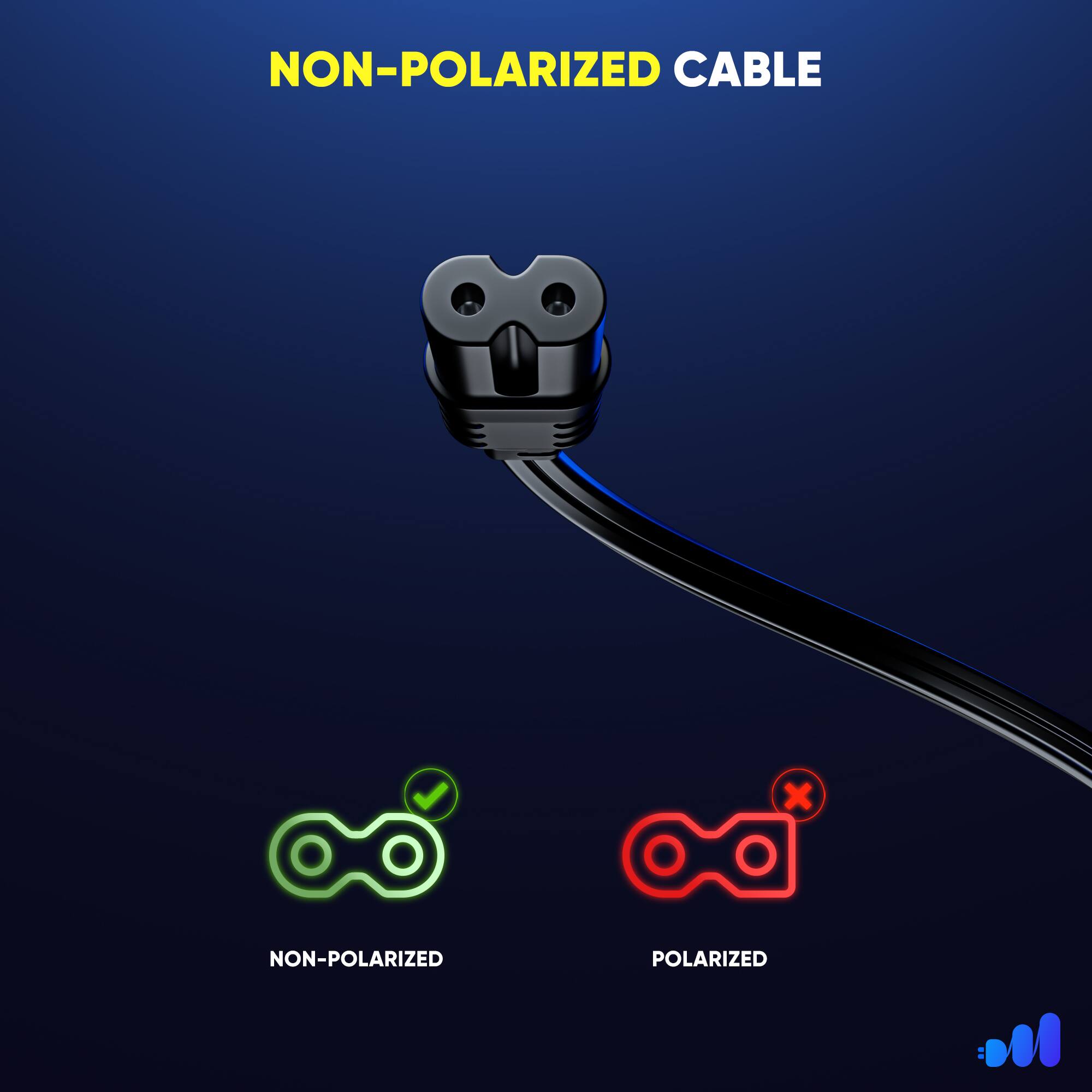 Maximm 2 Prong TV Power Cord 8ft, 360° Rotating Flat Plug, UL Certified ...