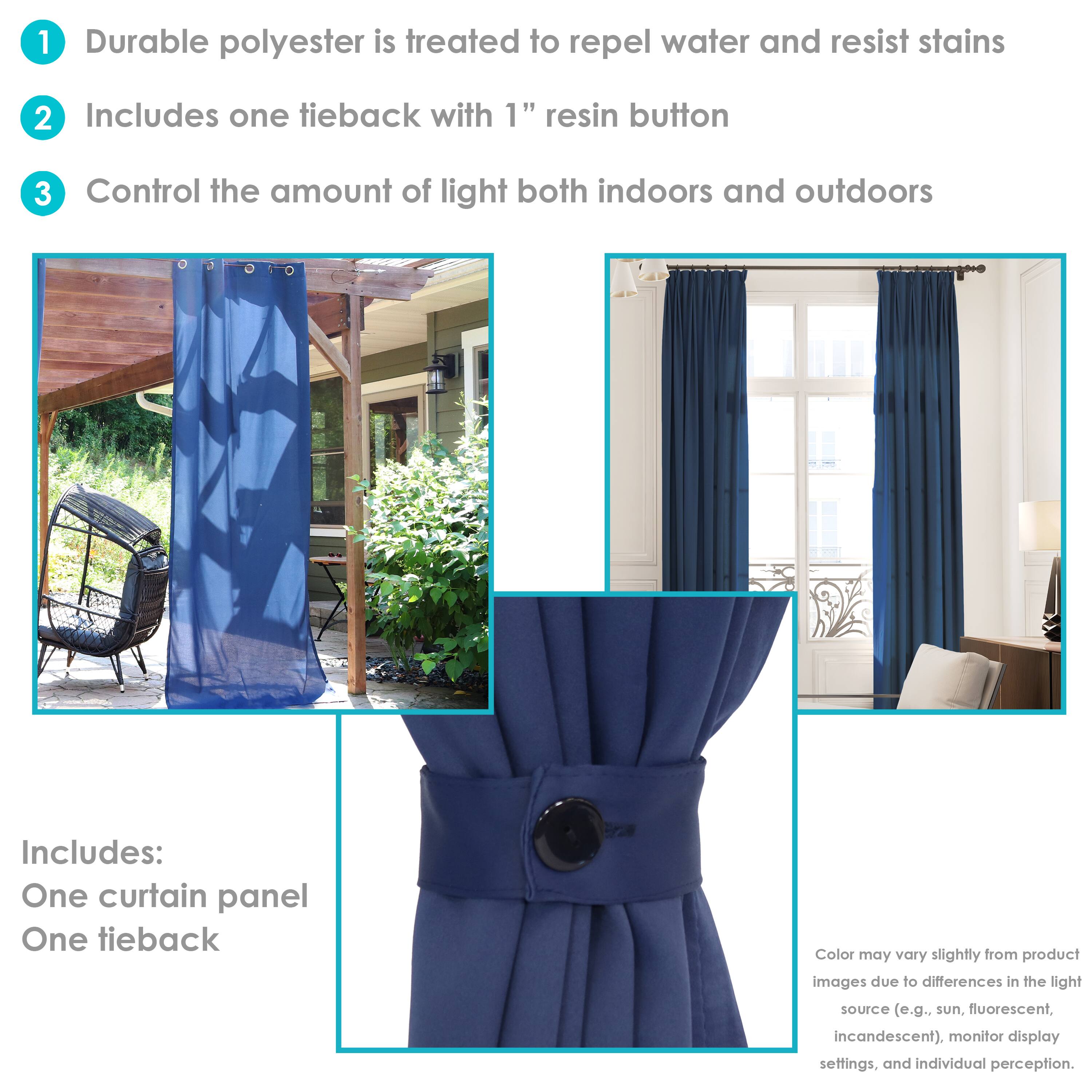 Sunnydaze Indoor and Outdoor Curtain Panel 52 in x 120 in Blue SNR-474 ...