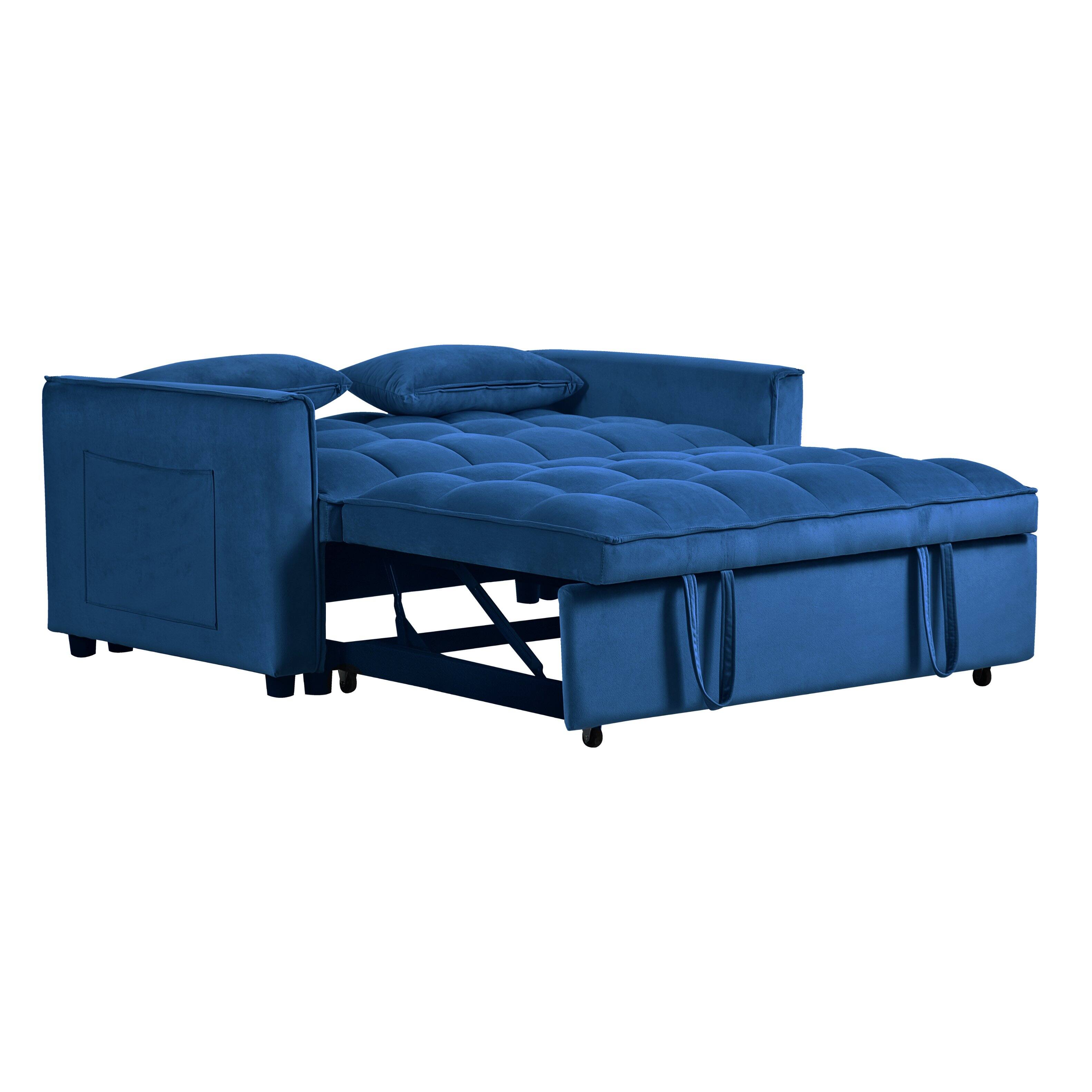 Tiramisubest 3 in 1 Velvet Loveseat Futon Sofa Bed with Adjustable ...