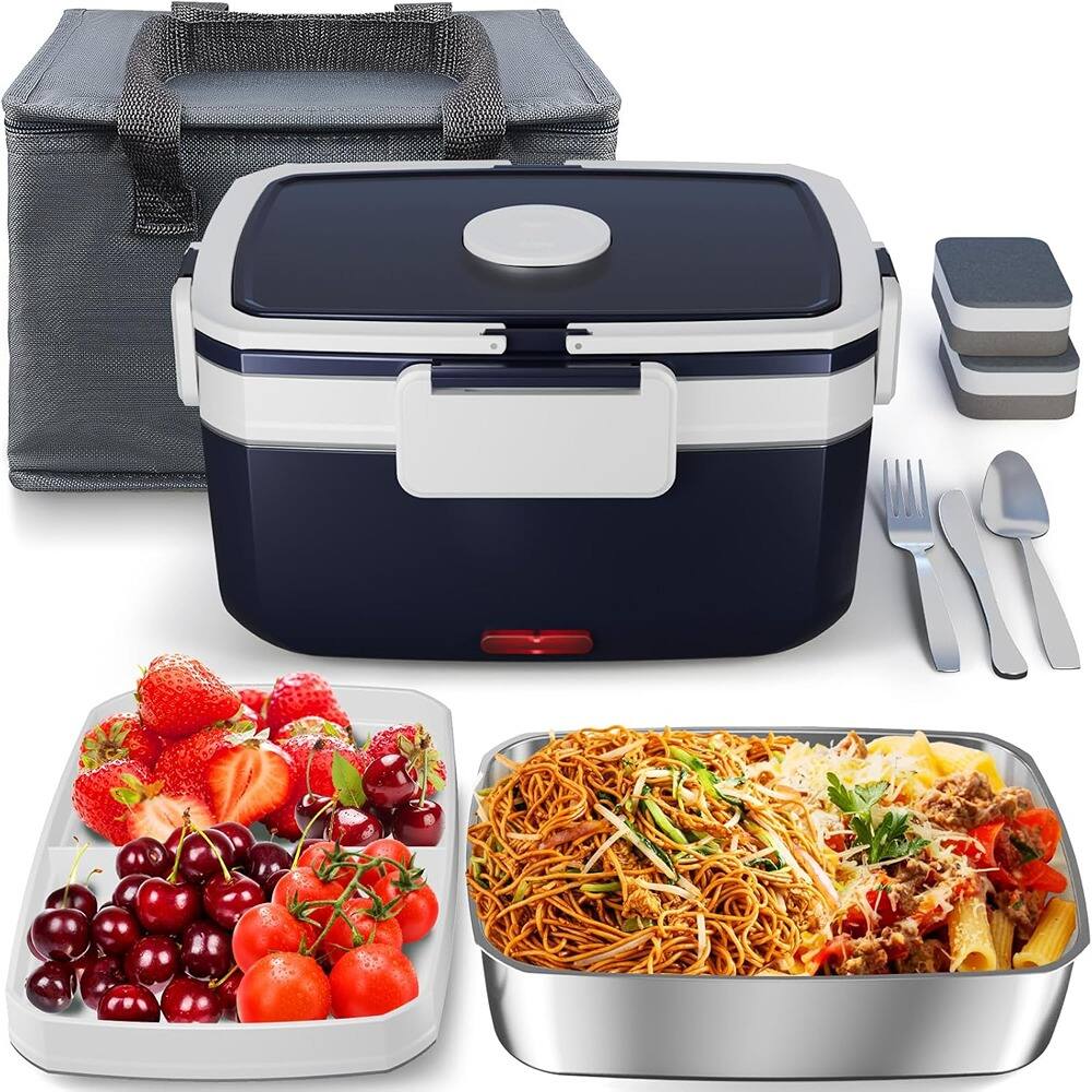 RTMB 90W Electric Heated Lunch Box – 3L Double Layer, Portable, Blue ...