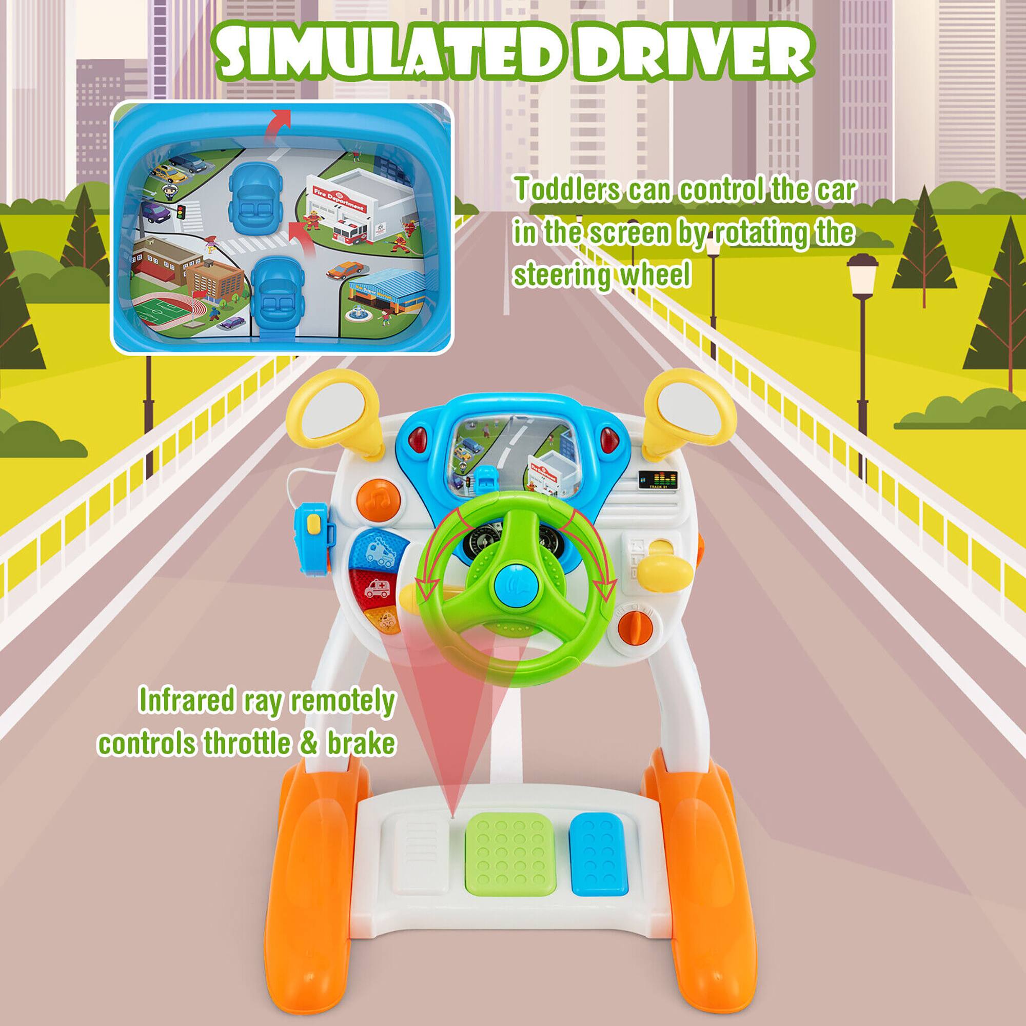Gymax Kids Pretend Ride on Toy Driver Simulation Car Light Sound Other ...