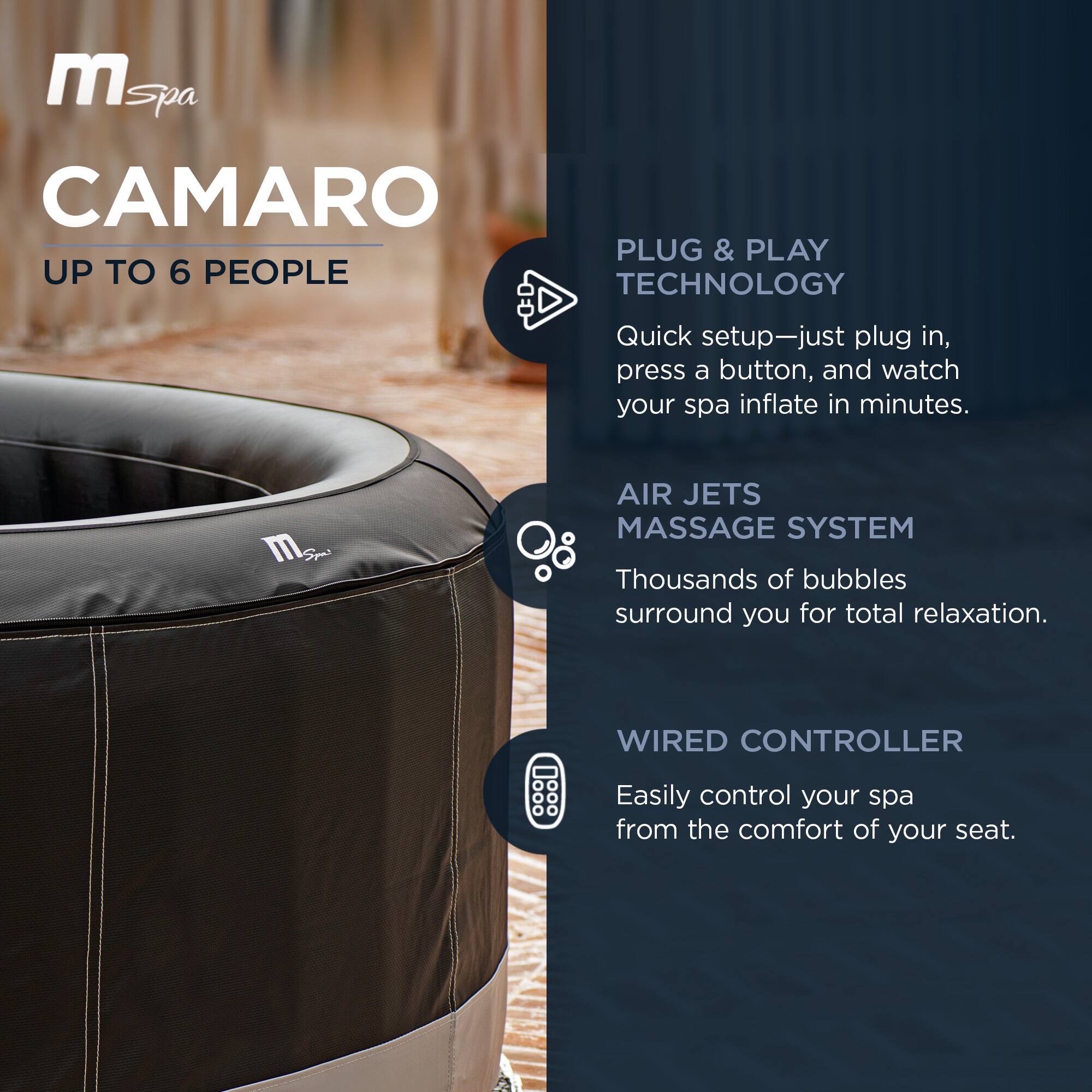 MSpa Round Inflatable Bubble Massage Spa, 4 to 6 Person Hot Tub, Super ...