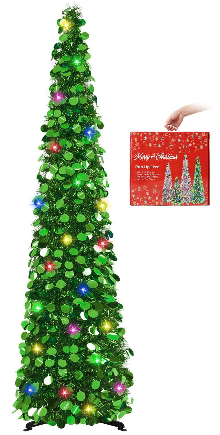 Skar Audio Pop Up Christmas Tree With 50 Led Lights Collapsible Tinsel ...