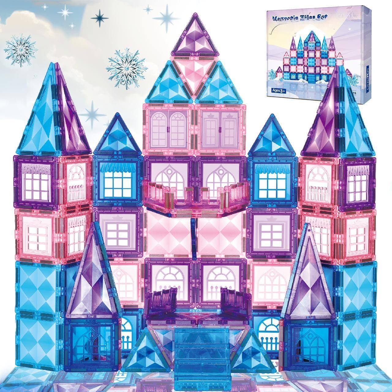 Leash Valley Frozen Princess Castle Magnetic Tiles Building Blocks 3d ...