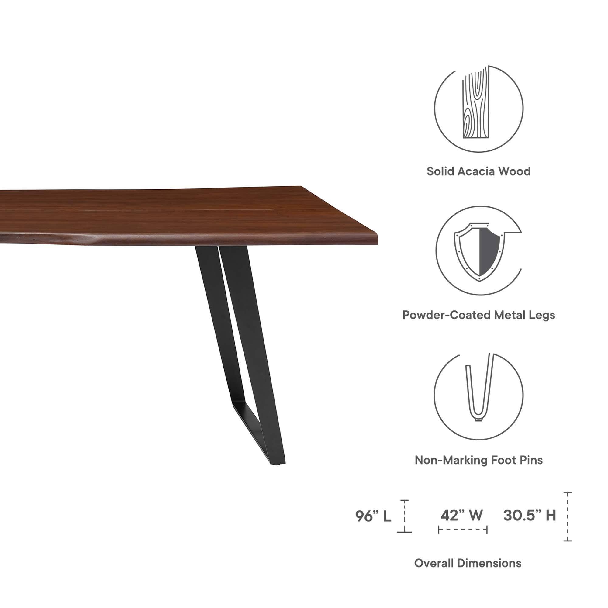 Viggo 96" Live Edge Acacia Wood Acacia Wood Dining Table by Modway ...