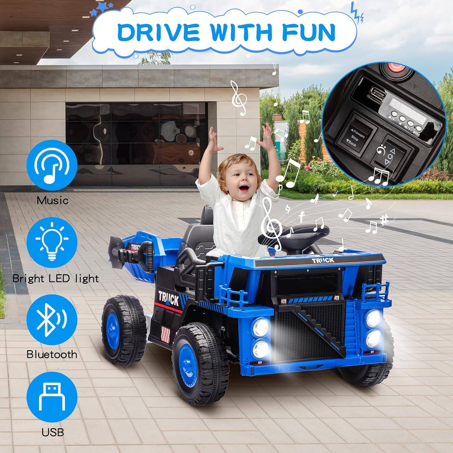 Acekool 12V Ride On Dump Truck for Kids, Remote Control, Electric Dump ...
