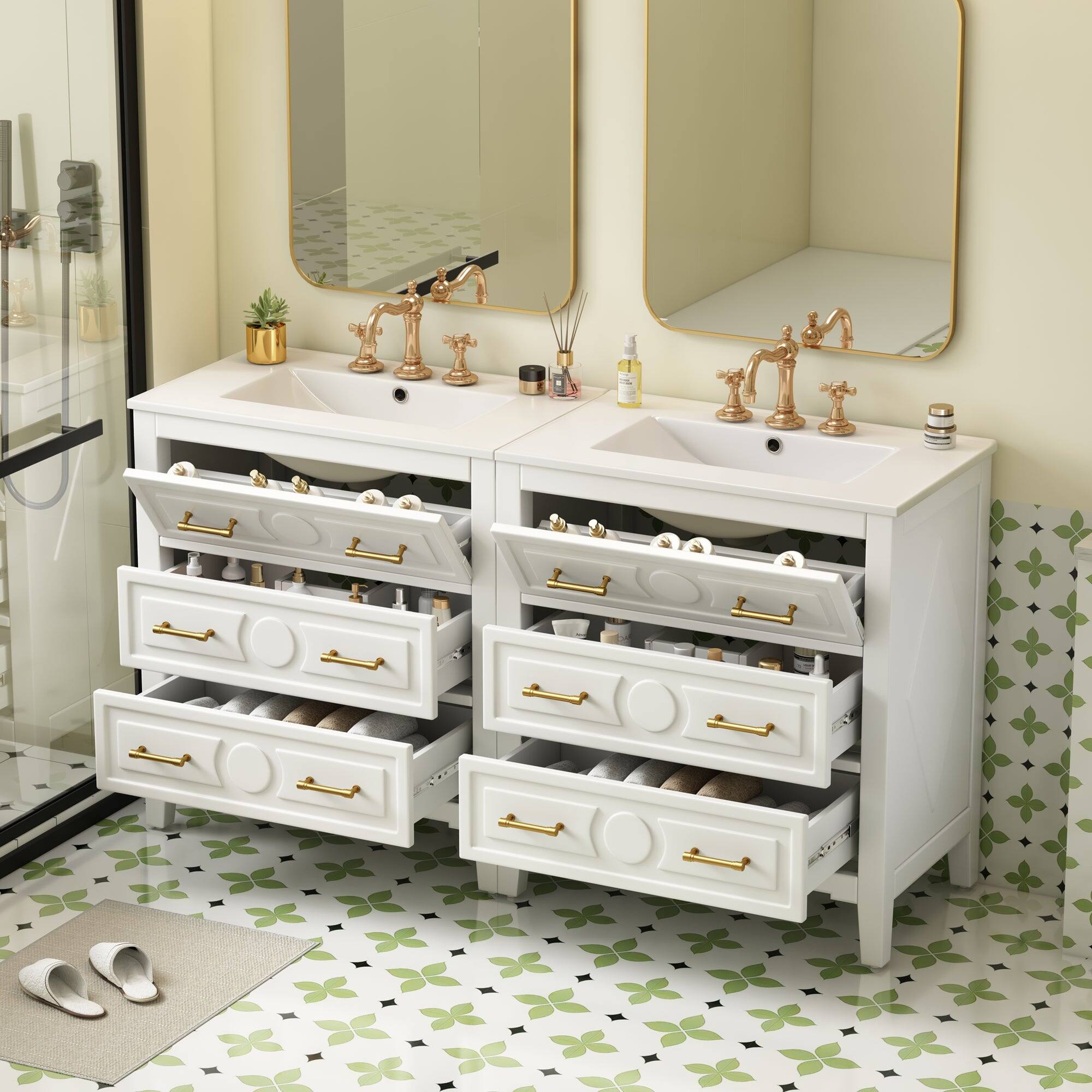 Boyel Living 60 Inch Bathroom Vanity with Separate Ceramic Sink and ...