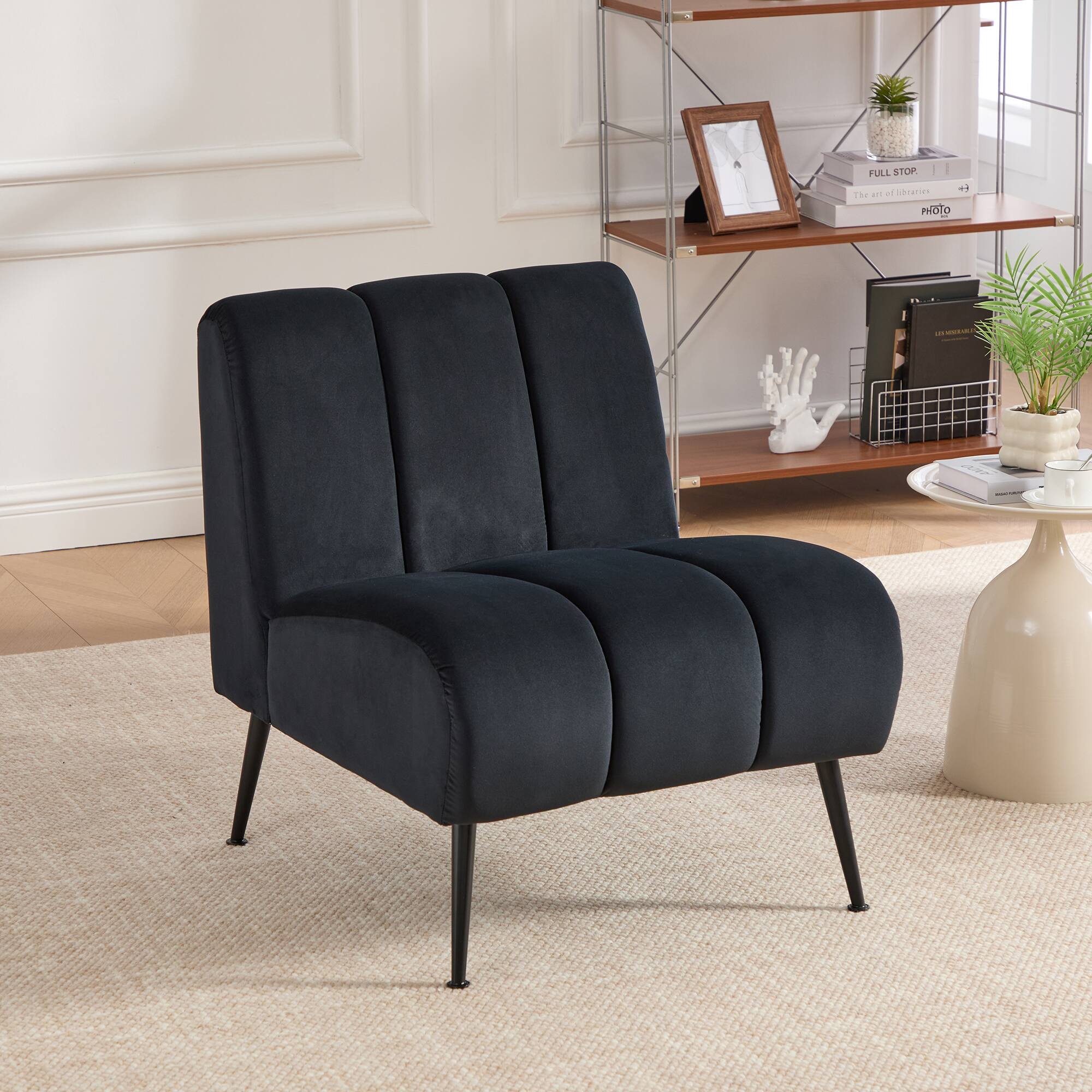 Boyel Living Compact Armless Accent Chair with Velvet Upholstery and ...