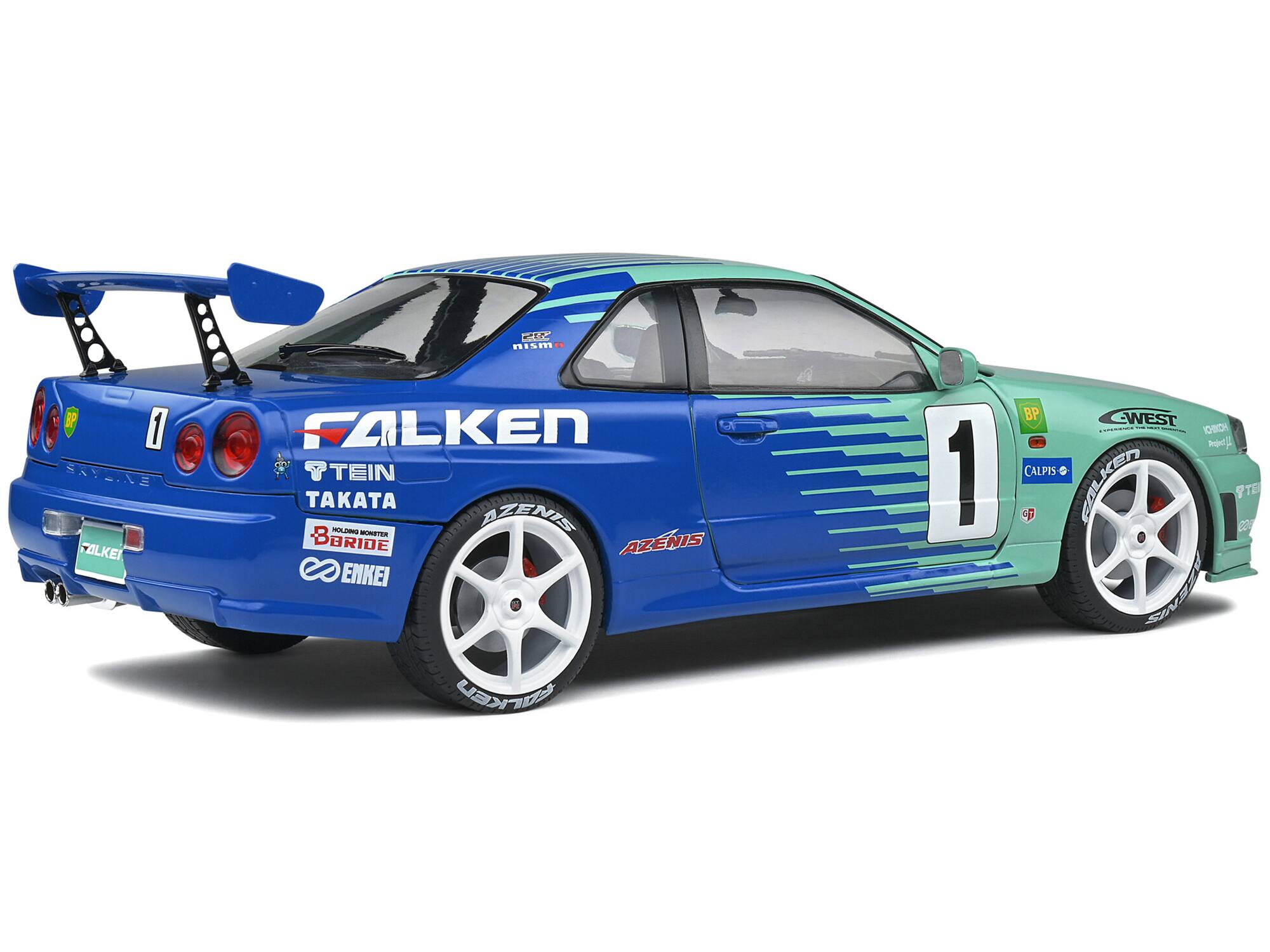 Solido Nissan Skyline GT R R34 RHD #1 H. Takeuchi Y. Tachikawa "Falken ...