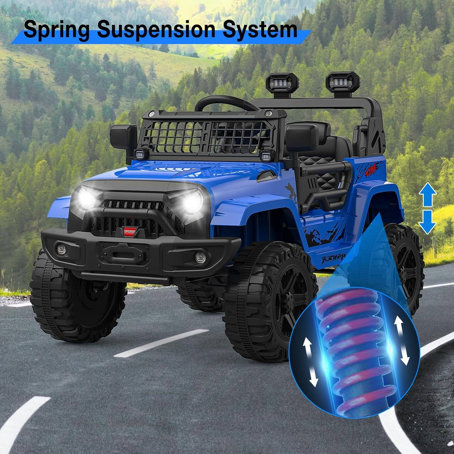 Acekool 12V Kids Electric Ride On Truck, Parental Remote, Spring ...