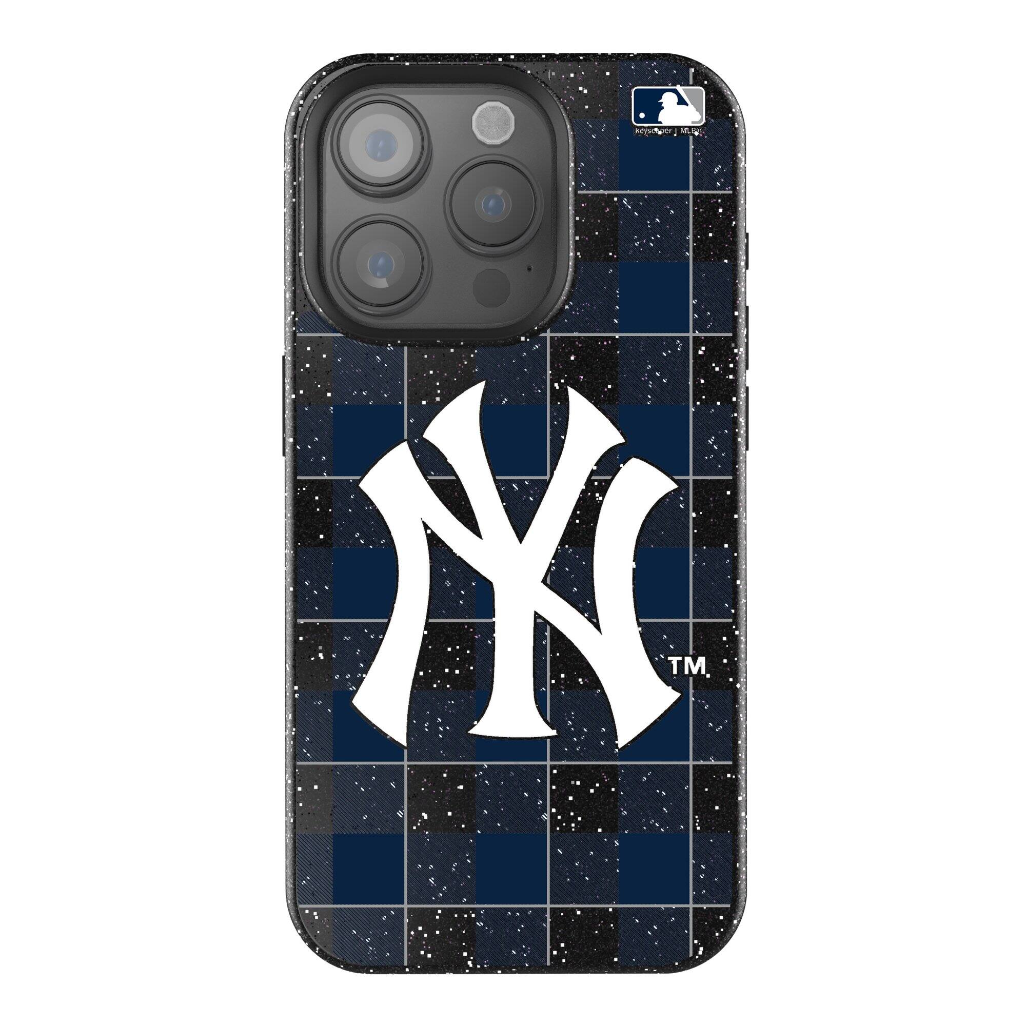 Keyscaper MLB New York Yankees Plaid Bling iPhone Case 14 Plus Black ...