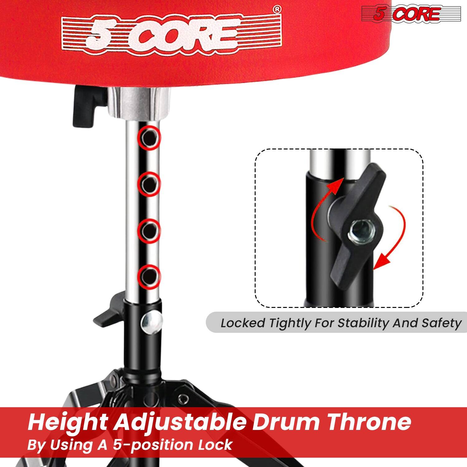 5 CORE Drum Throne 3" Thick Padded Comfortable Guitar Stool Drummer Chair Adjustable Musician ...