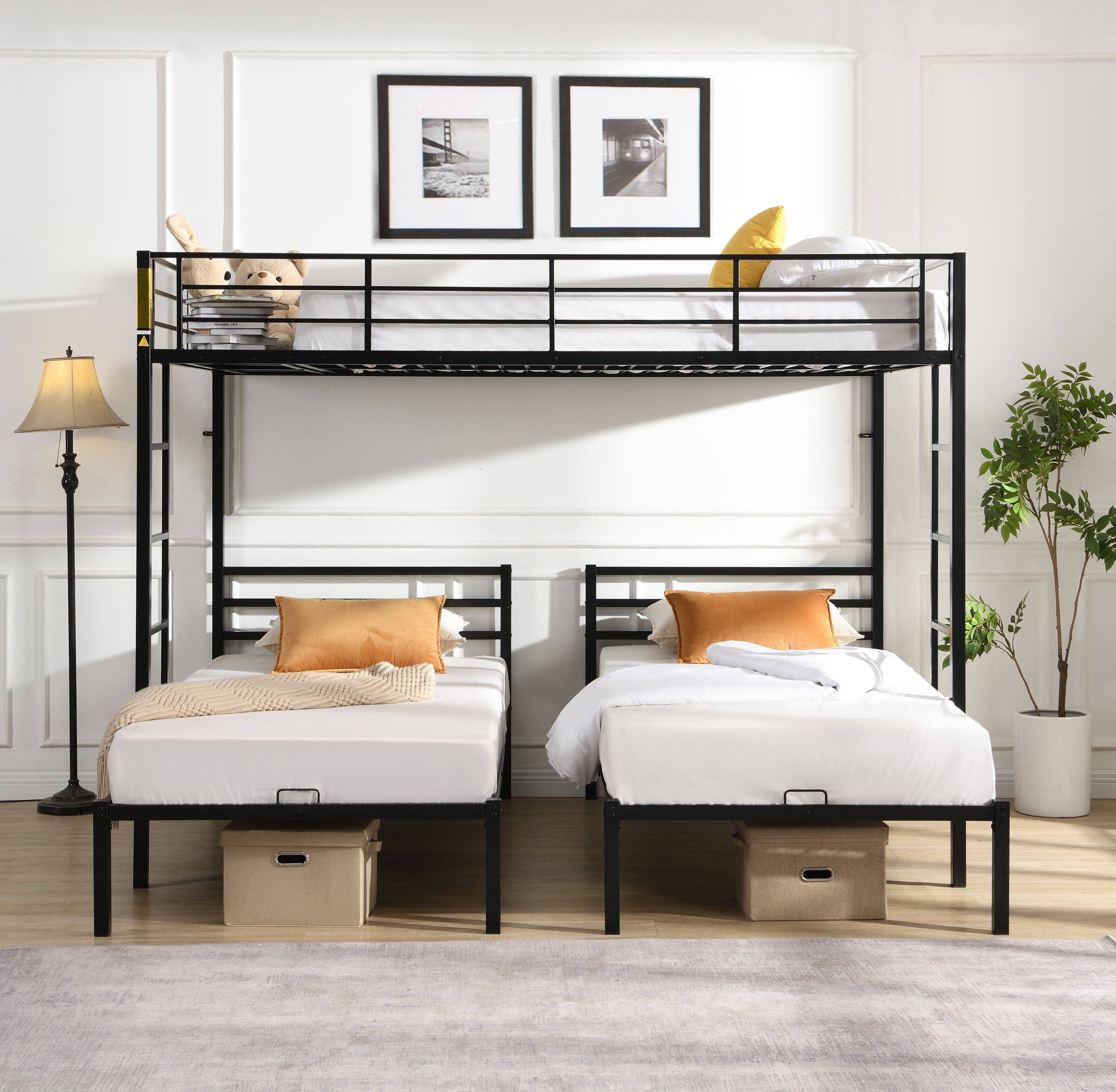 Boyel Living Full Over Twin Over Twin Metal Triple Bunk Bed with ...