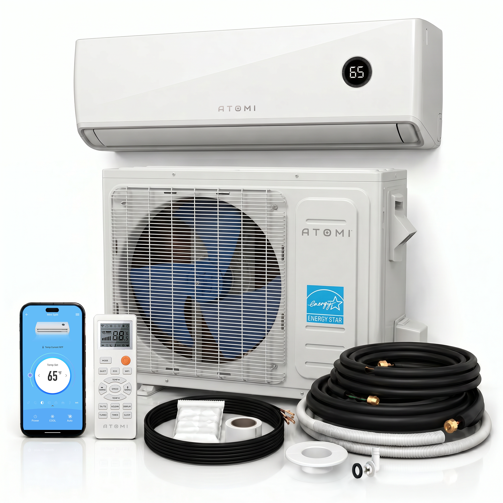 Atomi Smart Tempestas 18,000 BTU Smart Ductless Mini Split AC & Heat ...