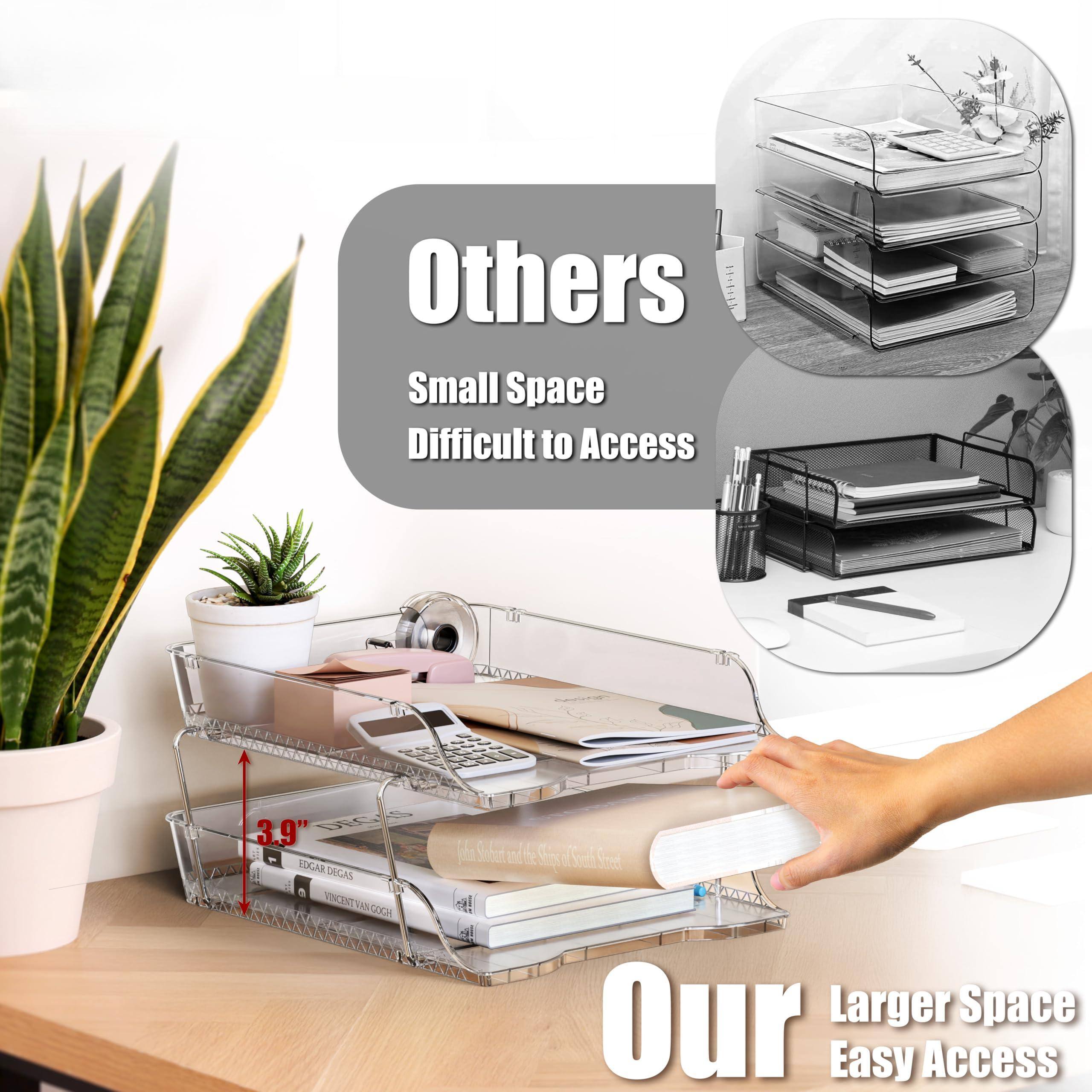 Paradigms Interiors 2 tier Clear Stackable Letter Tray Organizer ...