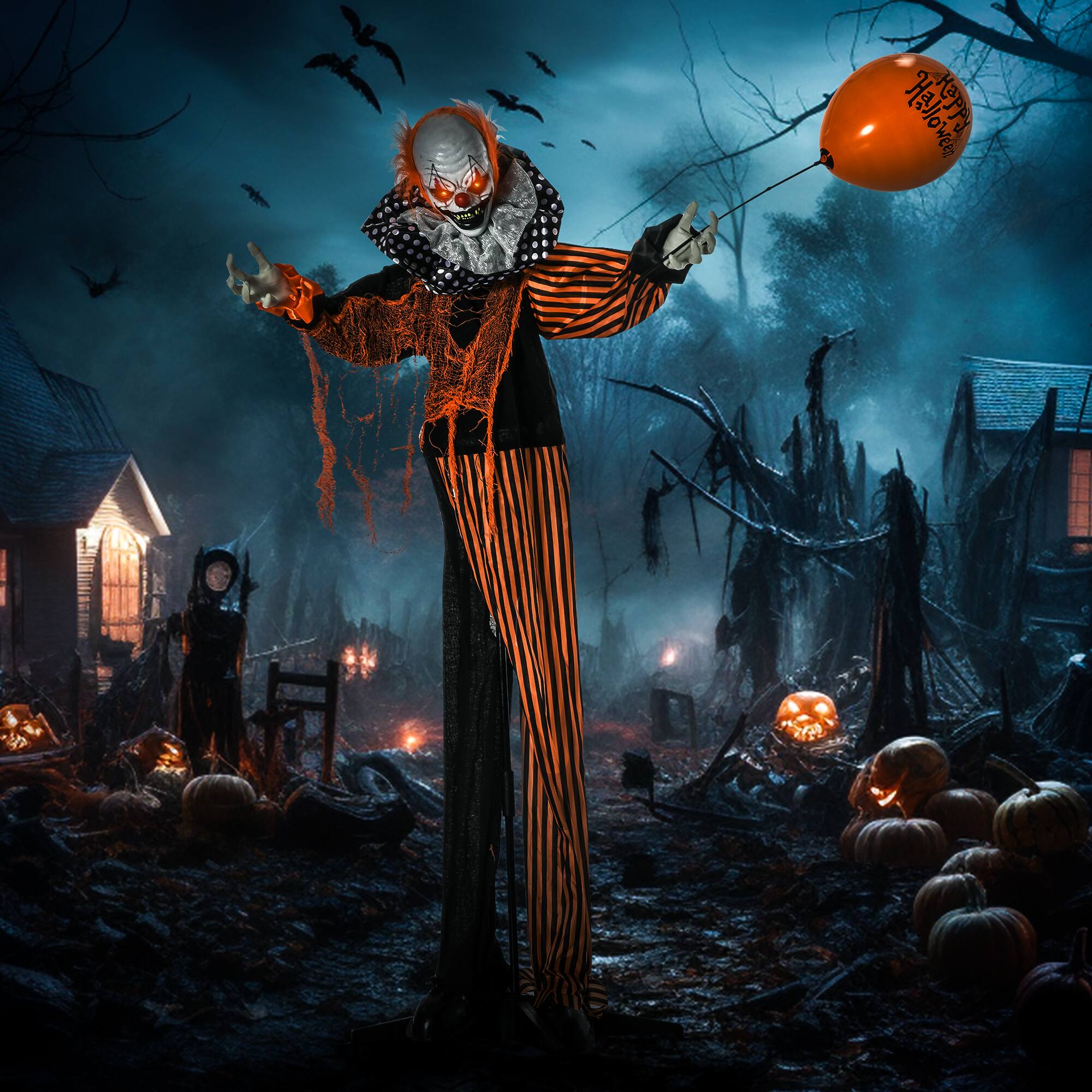 Outsunny 65" Life Size Outdoor Halloween Decorations Talking Circus ...