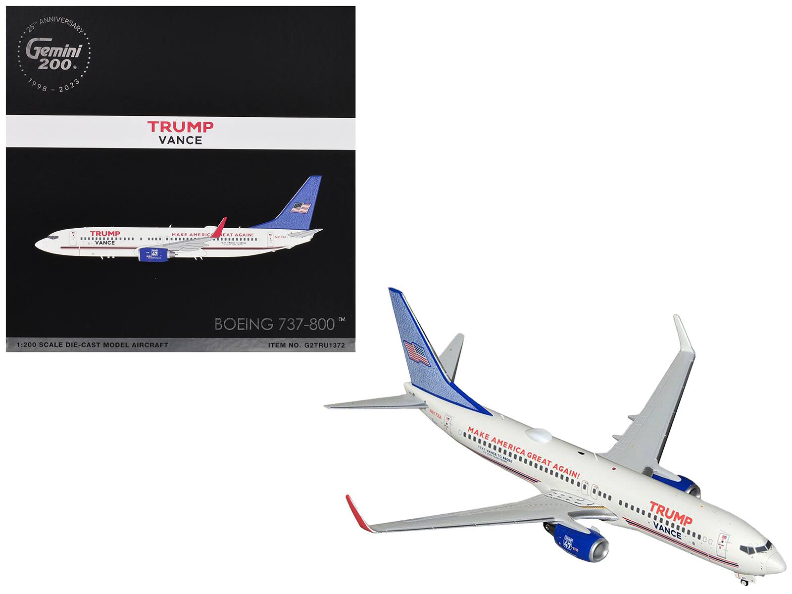 GeminiJets Boeing 737 800 Trump Vance Campaign N917XA White Blue Tail ...