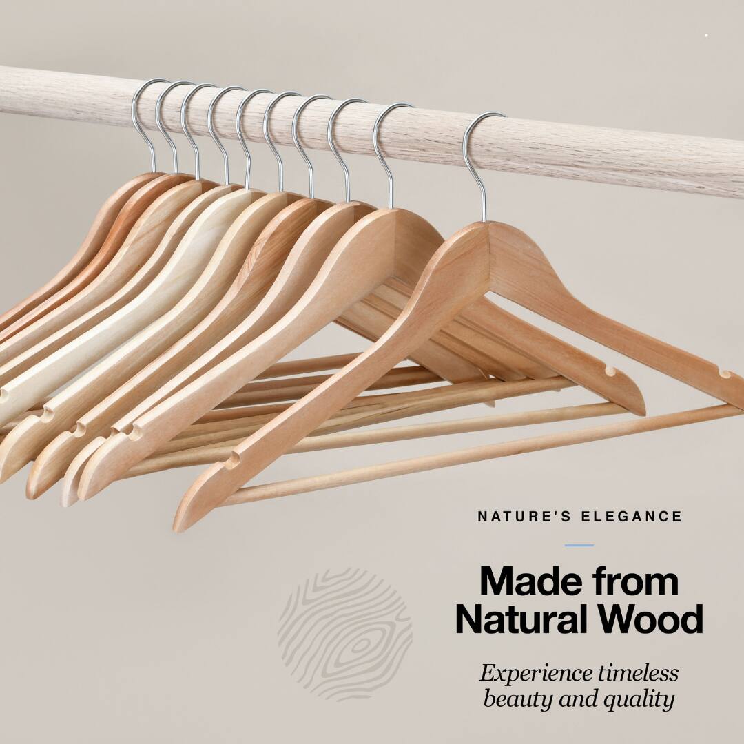 Home It Wooden Hangers Wood Durable Heavy Duty Coat Hangers Premium ...