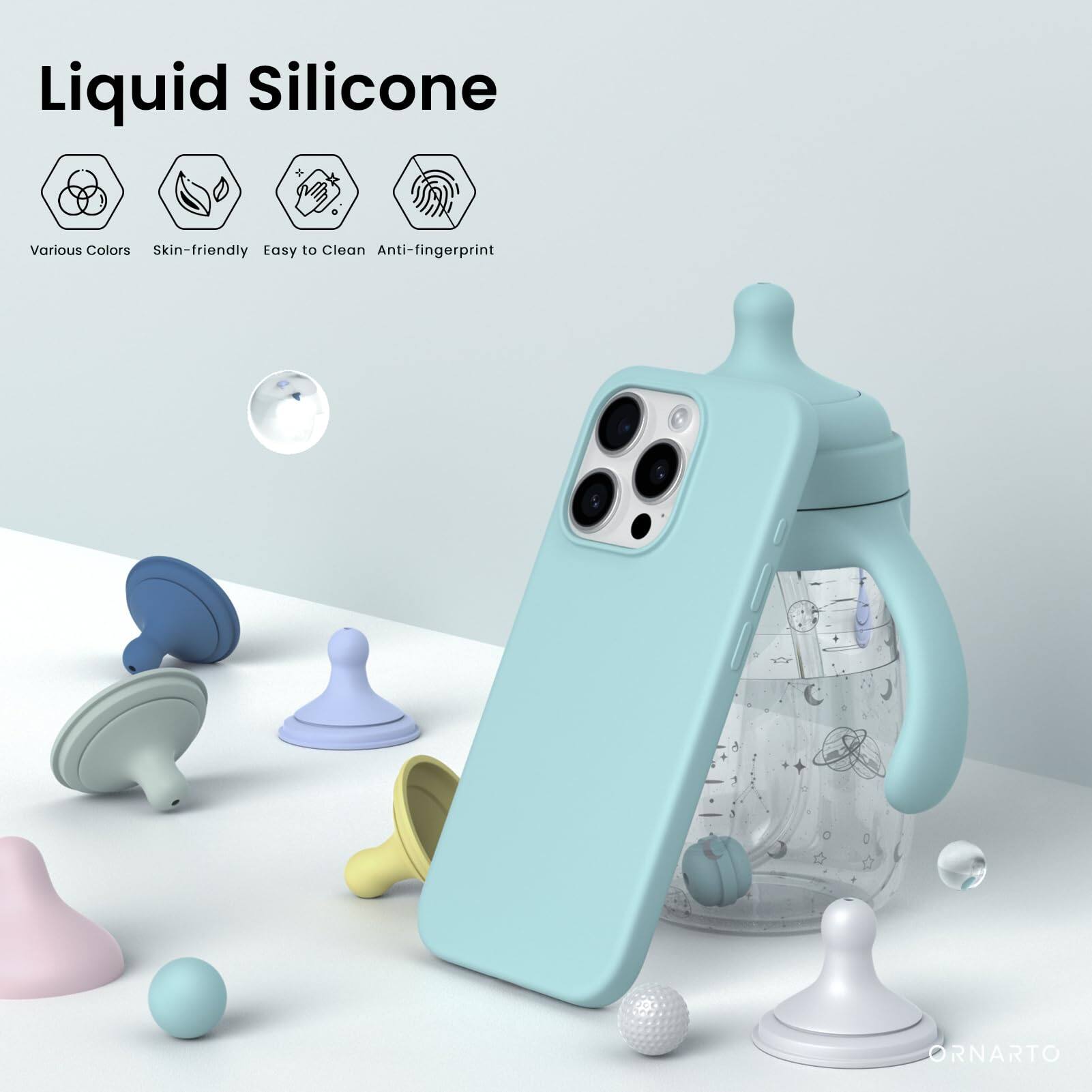 Ornarto Compatible with iPhone 15 Pro Case 6.1", Slim Liquid Silicone ...