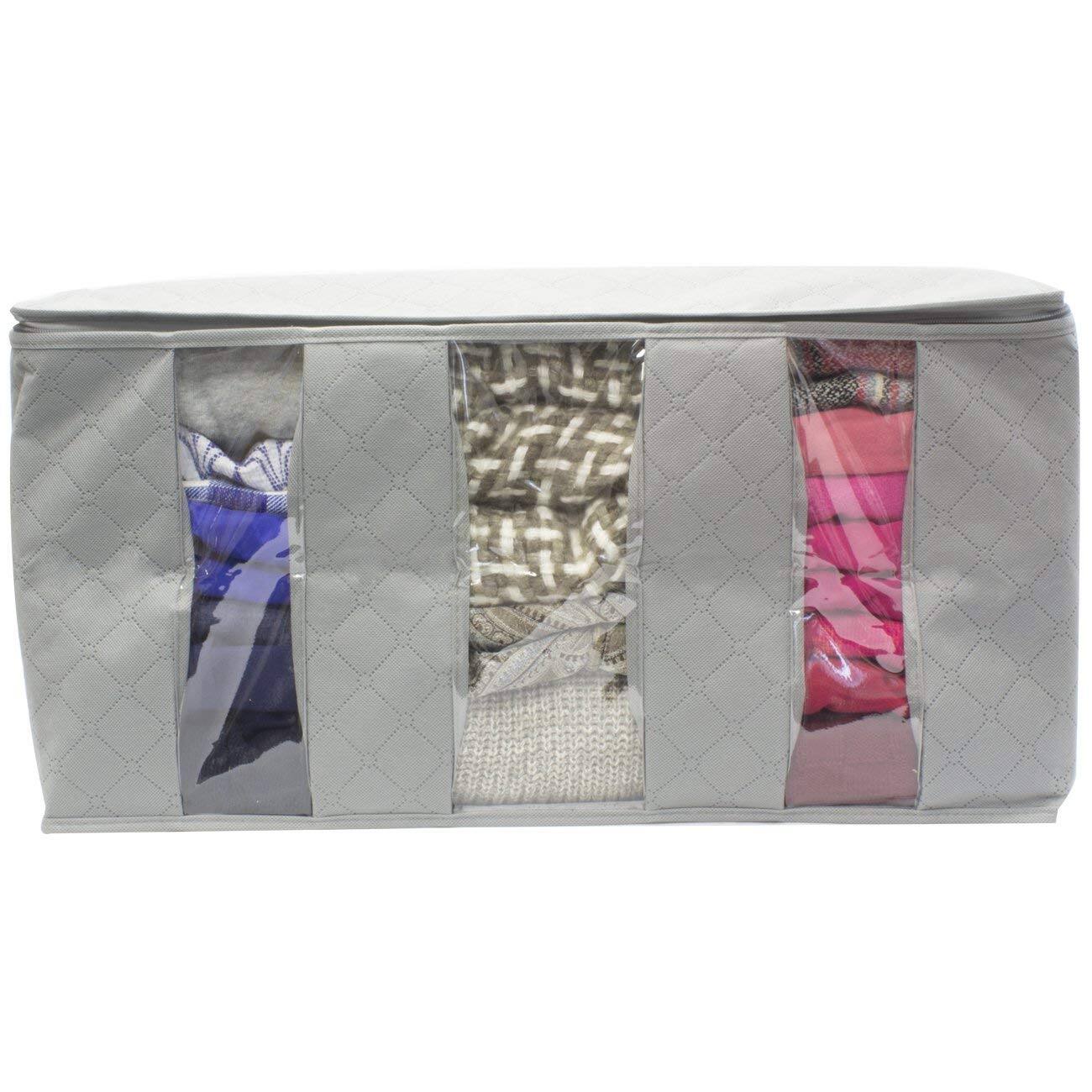 Sorbus 1 Pc Foldable Storage Bag Organizers, 3 Sections, Great for Clothes, Blankets, Closets ...