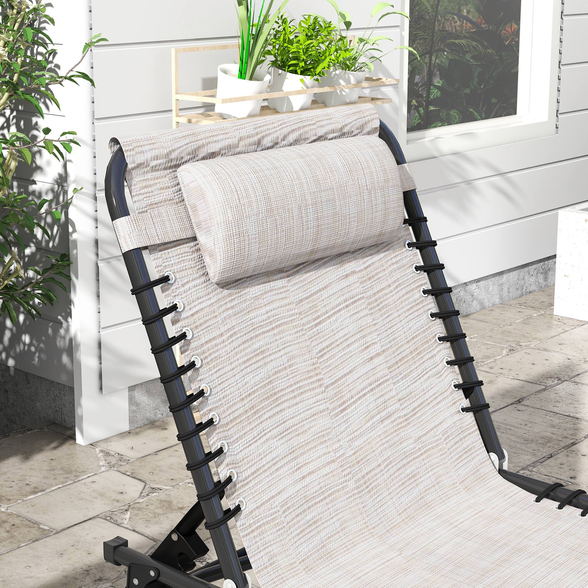 Outsunny Folding Chaise Lounge Chair, Patio Sun Tanning Chair, Outdoor ...