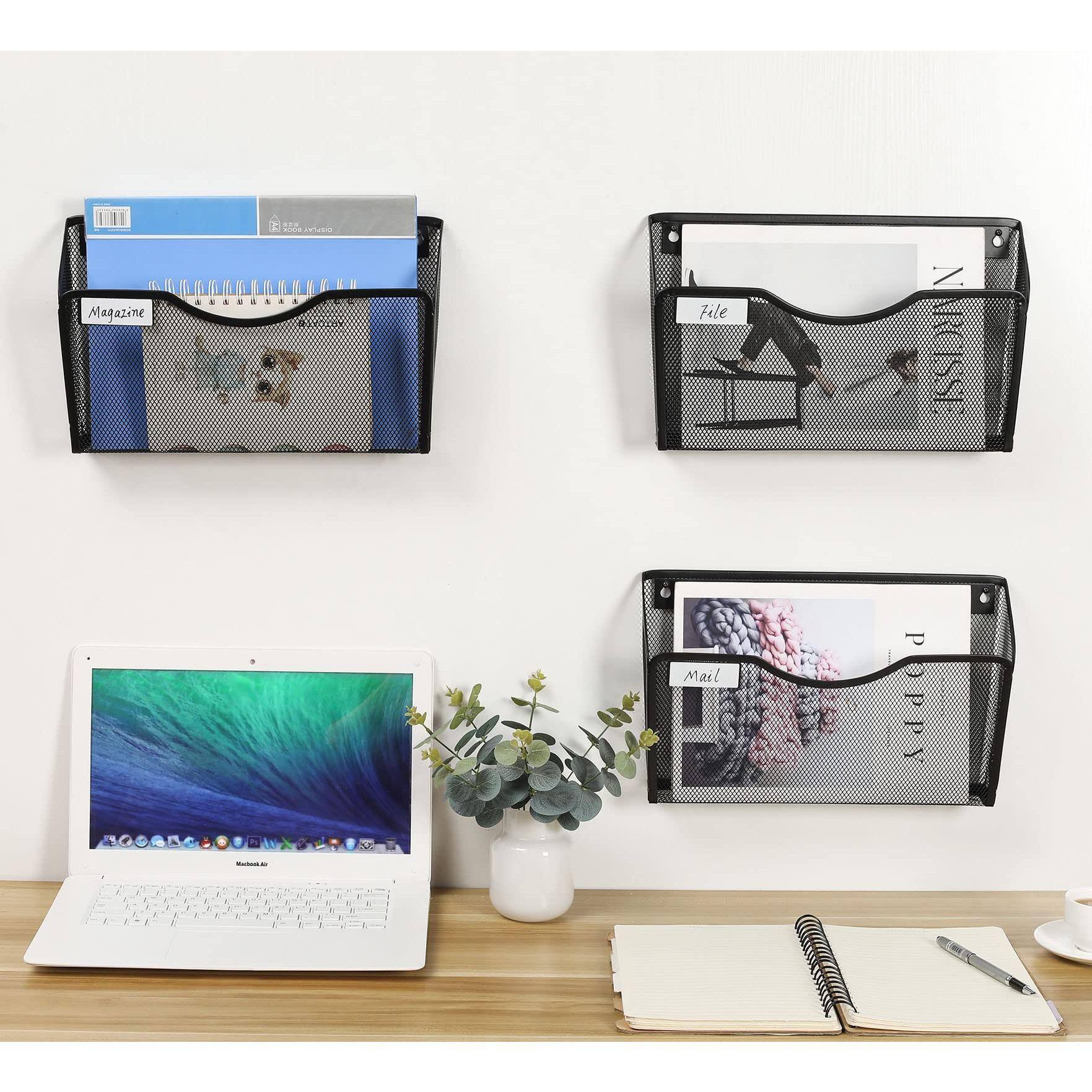 Dapper Styles Wall File Organizer With Label Panel 6 Single Pocket Mesh ...