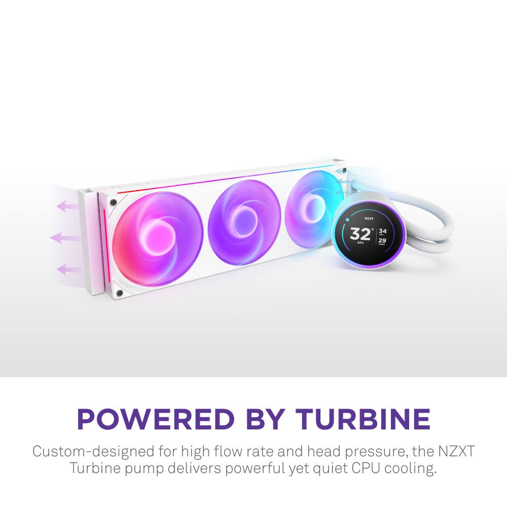 NZXT Kraken Elite RGB 360mm 2024 Radiator (1x Single Frame RGB Core Fan ...