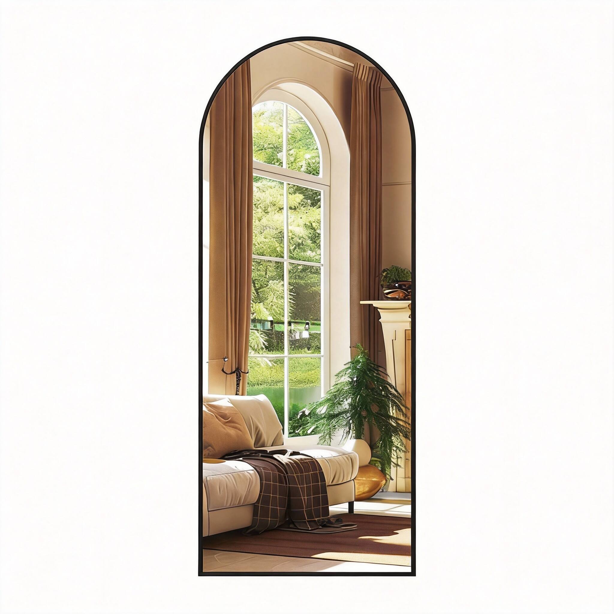 Frangdom Arched Full Length Mirror Aluminum Frame Freestanding or Wall ...