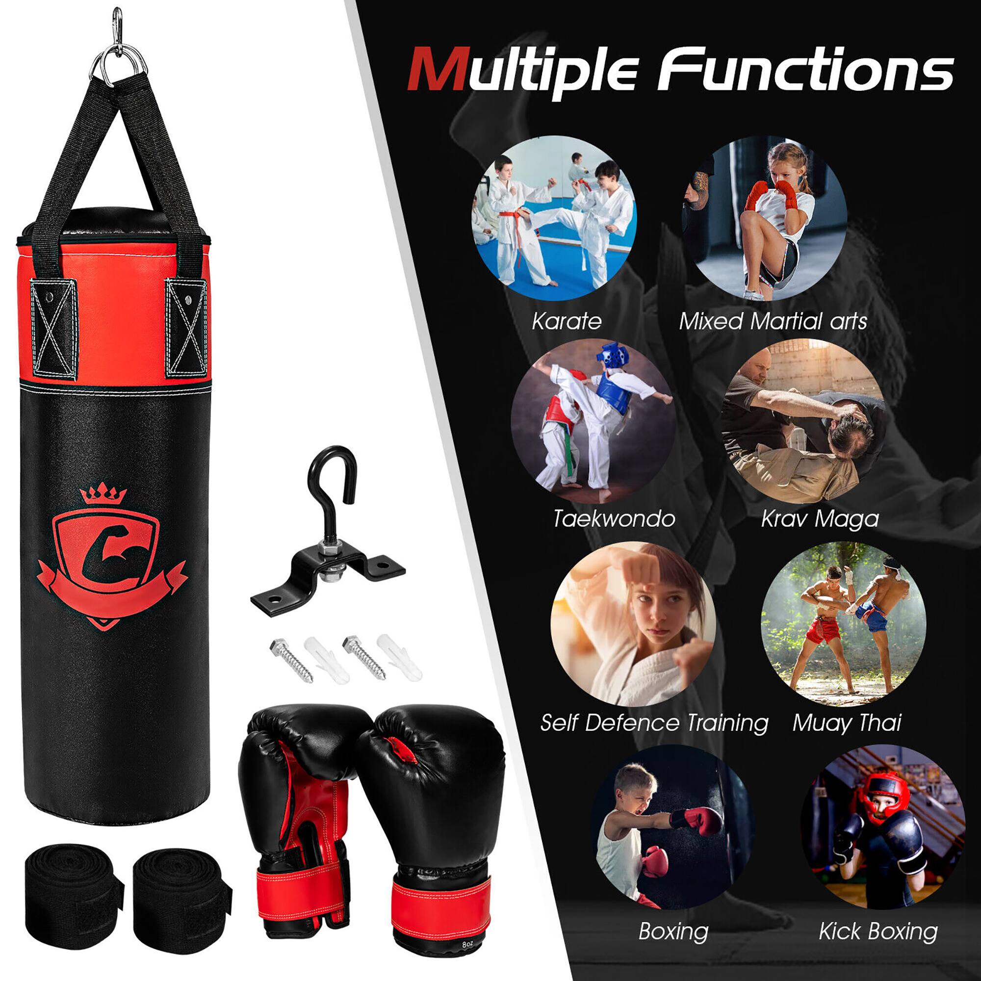 Costway 11Lbs Kids Punching Boxing Bag Set w/ Hand Wraps Punching ...
