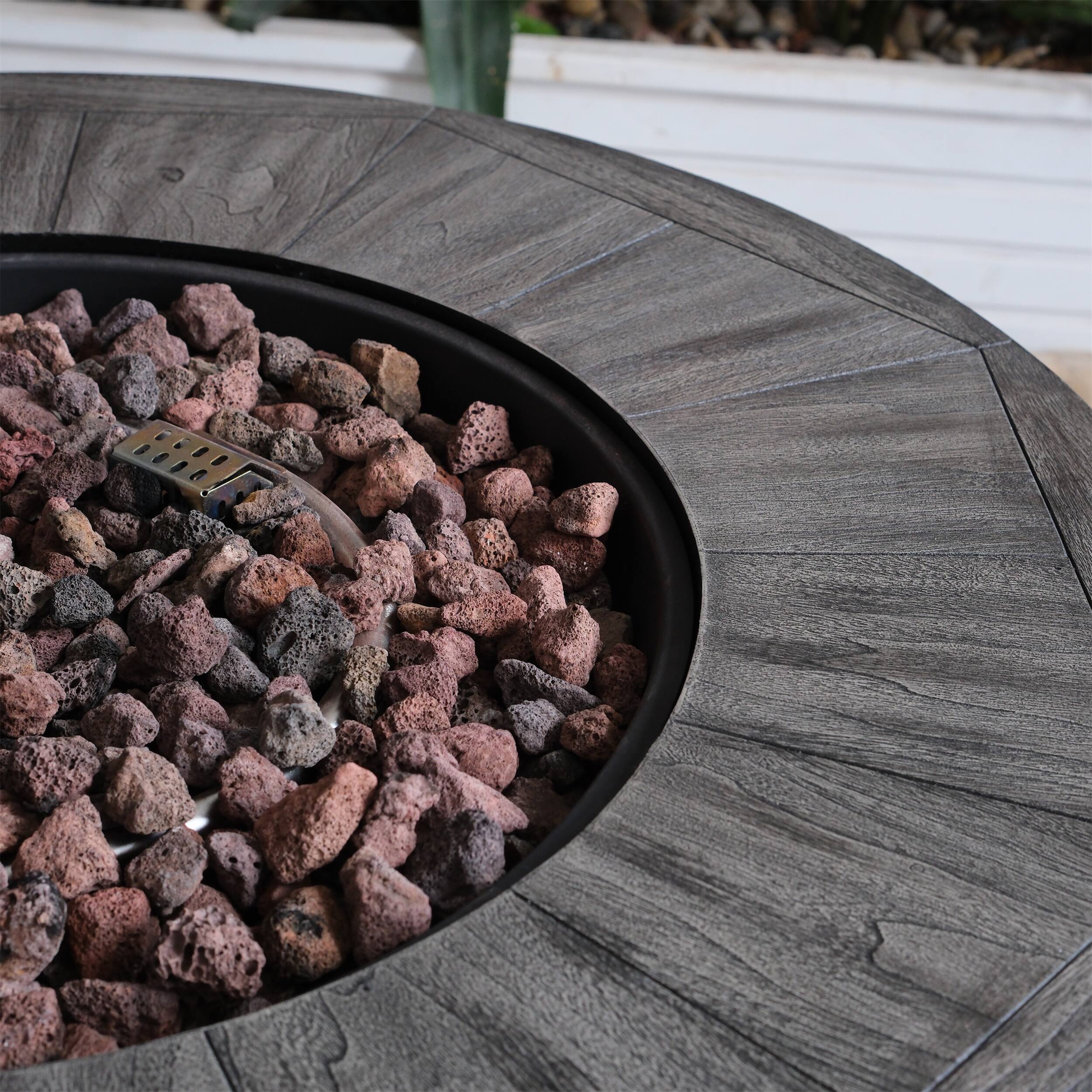 APRILSOUL Outdoor Propane Fire Pit Square Stonecrest Gas Fire Pit for ...