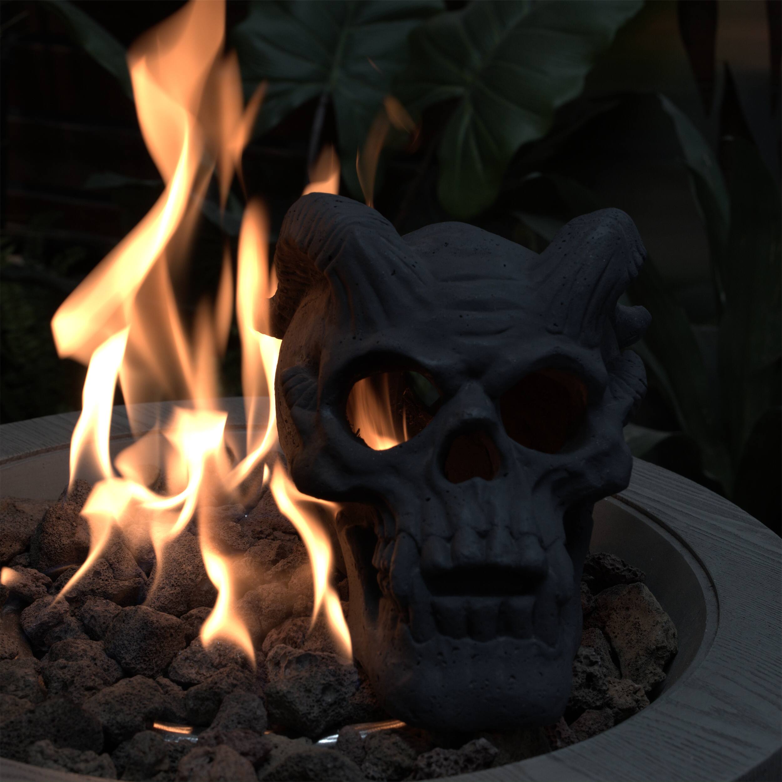 Ecooso Handcrafted Metal Skull Gas Log for Fire Pit and Halloween Decor ...