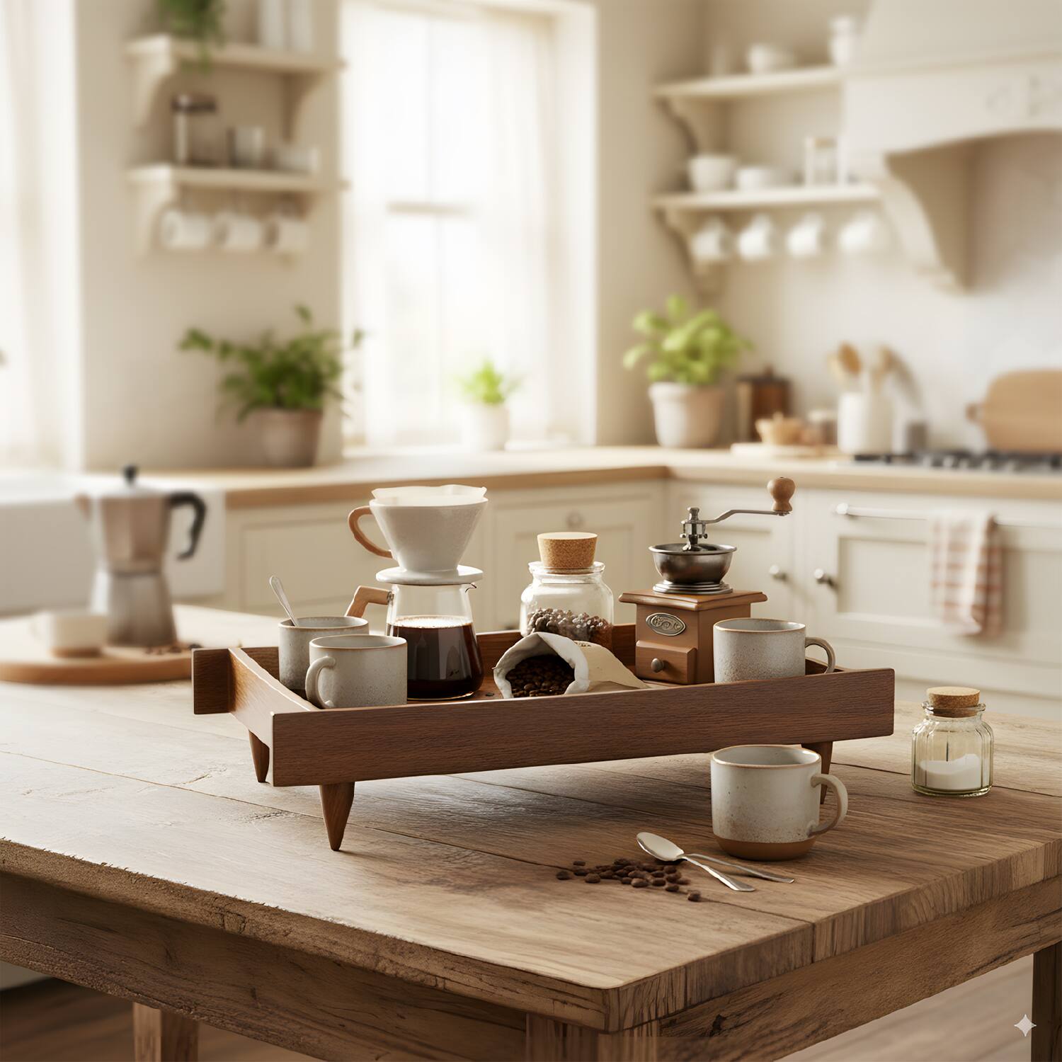 Garnen Wooden Serving Tray, Rectangular Wooden Serving Tray, Walnut Wood Tray Footed Kitchen ...