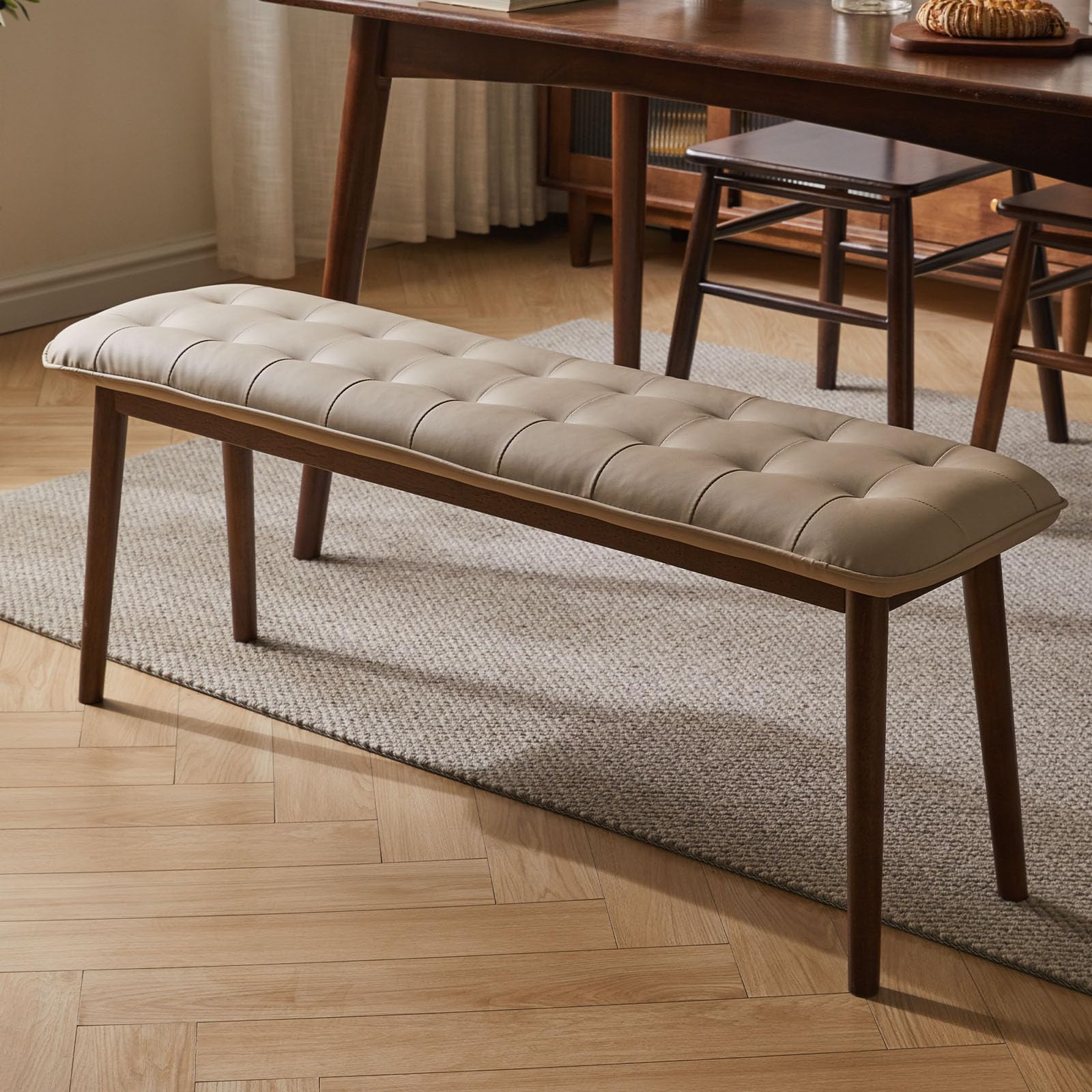 Fabibe Modern Wood Bench Oak Entryway Bench, Solid Dining Midcentury ...