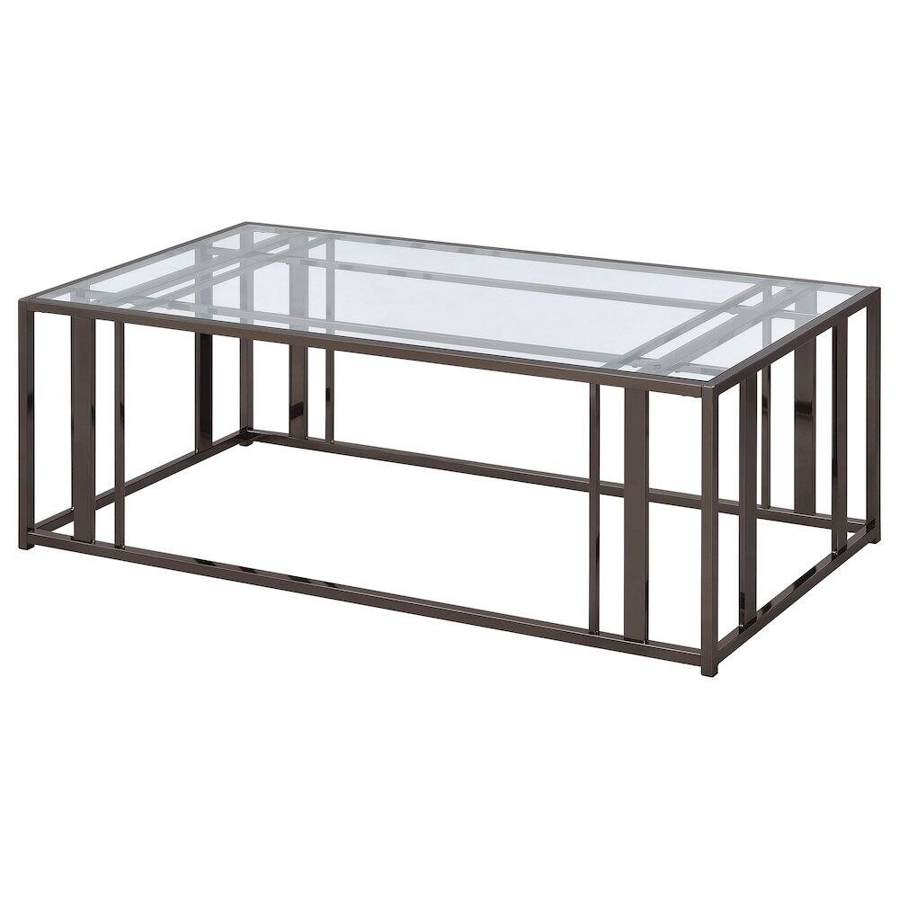 Coaster Co. of America Adri Rectangular Glass Top Coffee Table Nickel ...