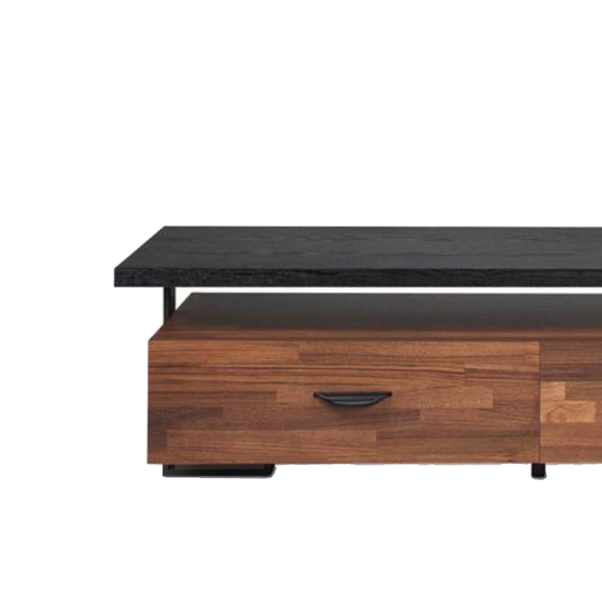 Manhattan Lane Metal Framed Wooden TV Stand Straight with Two Drawers ...