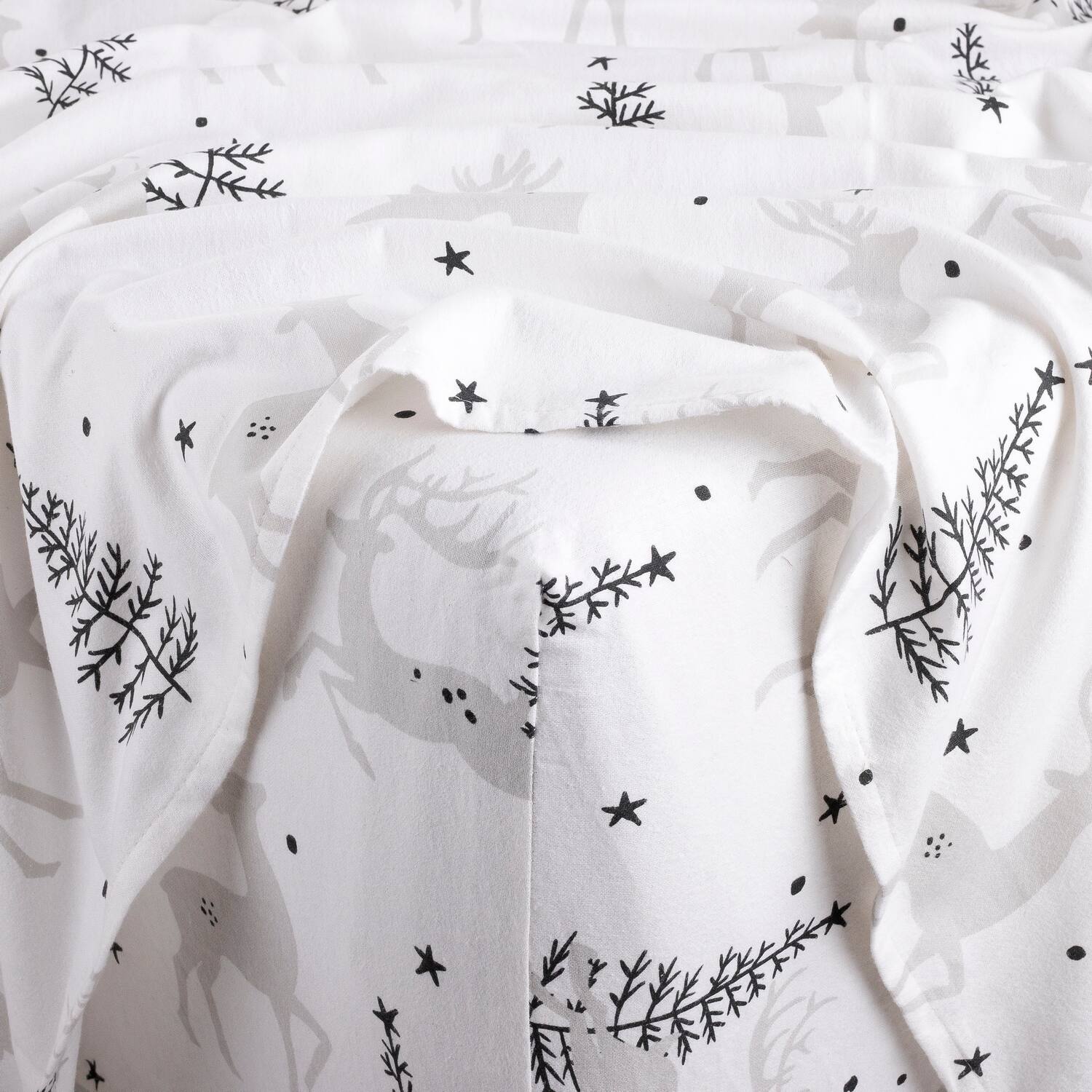 Kathy Ireland 100% Turkish Cotton Flannel Sheet Set Christmas Deer 1296 ...
