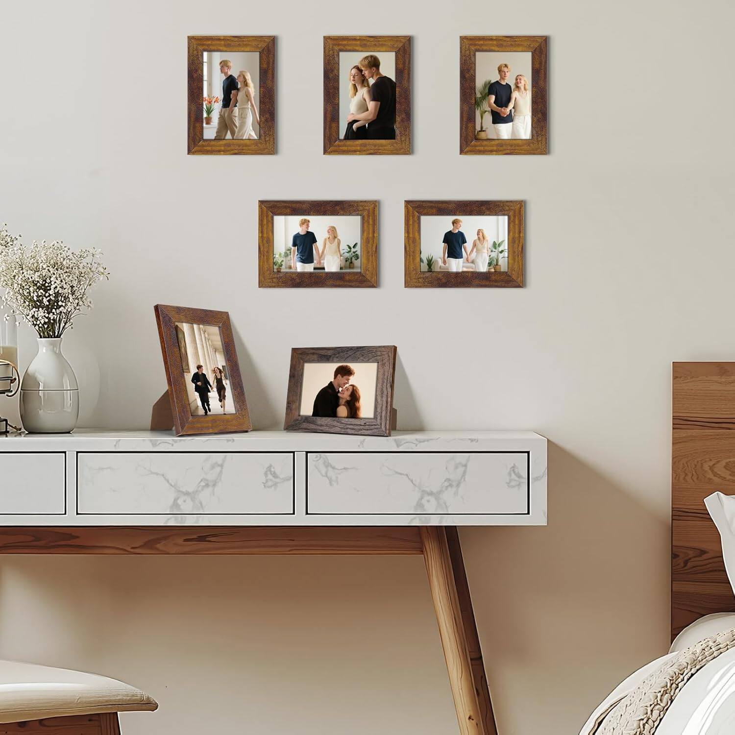 blue Picture Frames 4x6 Rustic Frame Fits 4 by 6 Inch Prints Wall ...