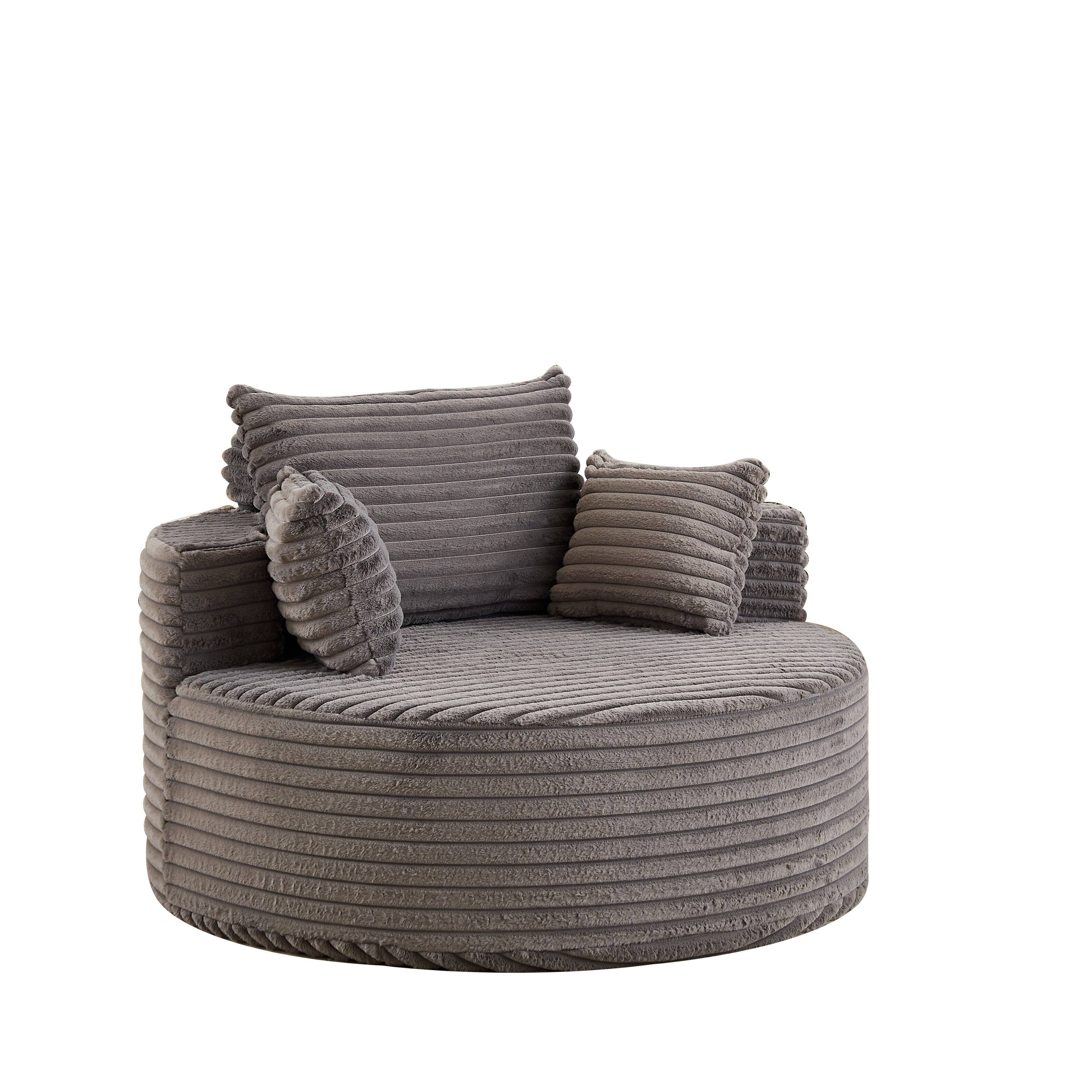 COWLOWN 50 Inch Fluffy Corduroy Sleeper Chair Modern Sofa Bed No ...