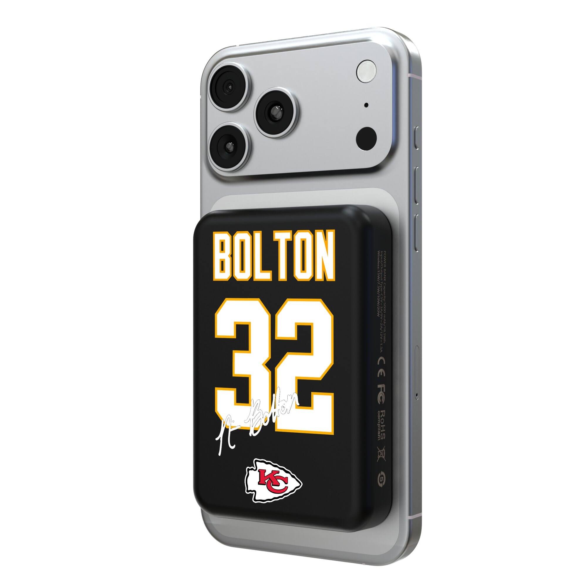 Keyscaper Nick Bolton Kansas City Chiefs 5000mAh Wireless Magnetic ...