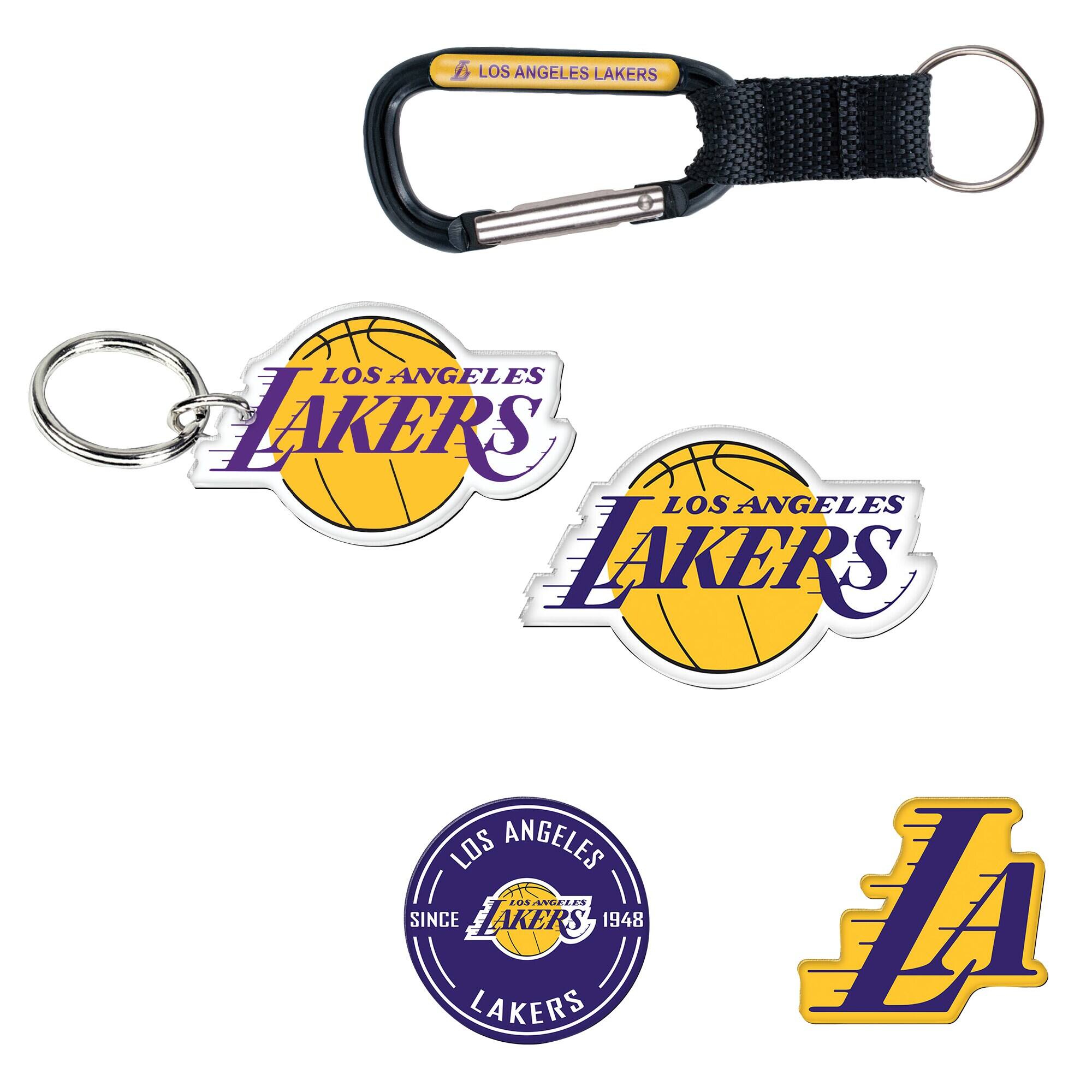 WinCraft Los Angeles Lakers 5 Pack Key Ring and Fridge Magnet Set ...