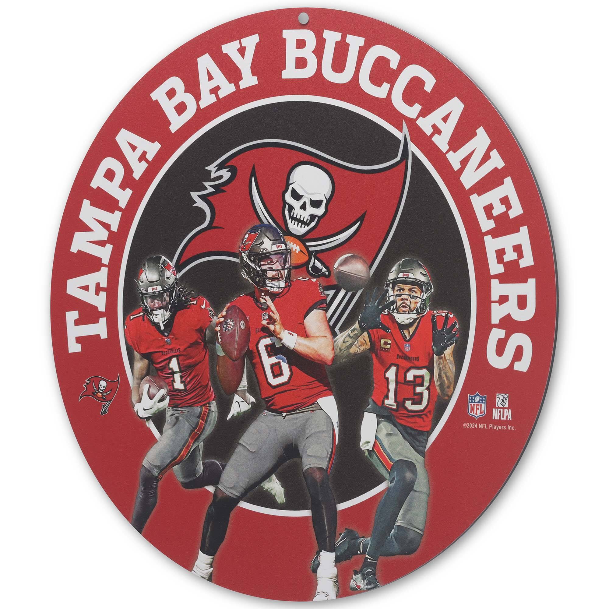 Open Road Brands Tampa Bay Buccaneers Team Stars 11" Round Metal Sign ...
