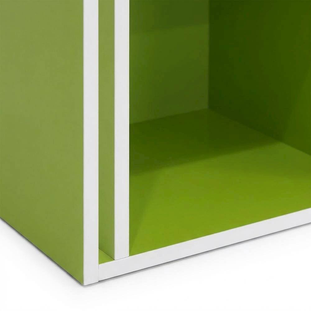 FurniFact White/Green 3 Tier Open Shelf Bookcase with Ample Storage and ...