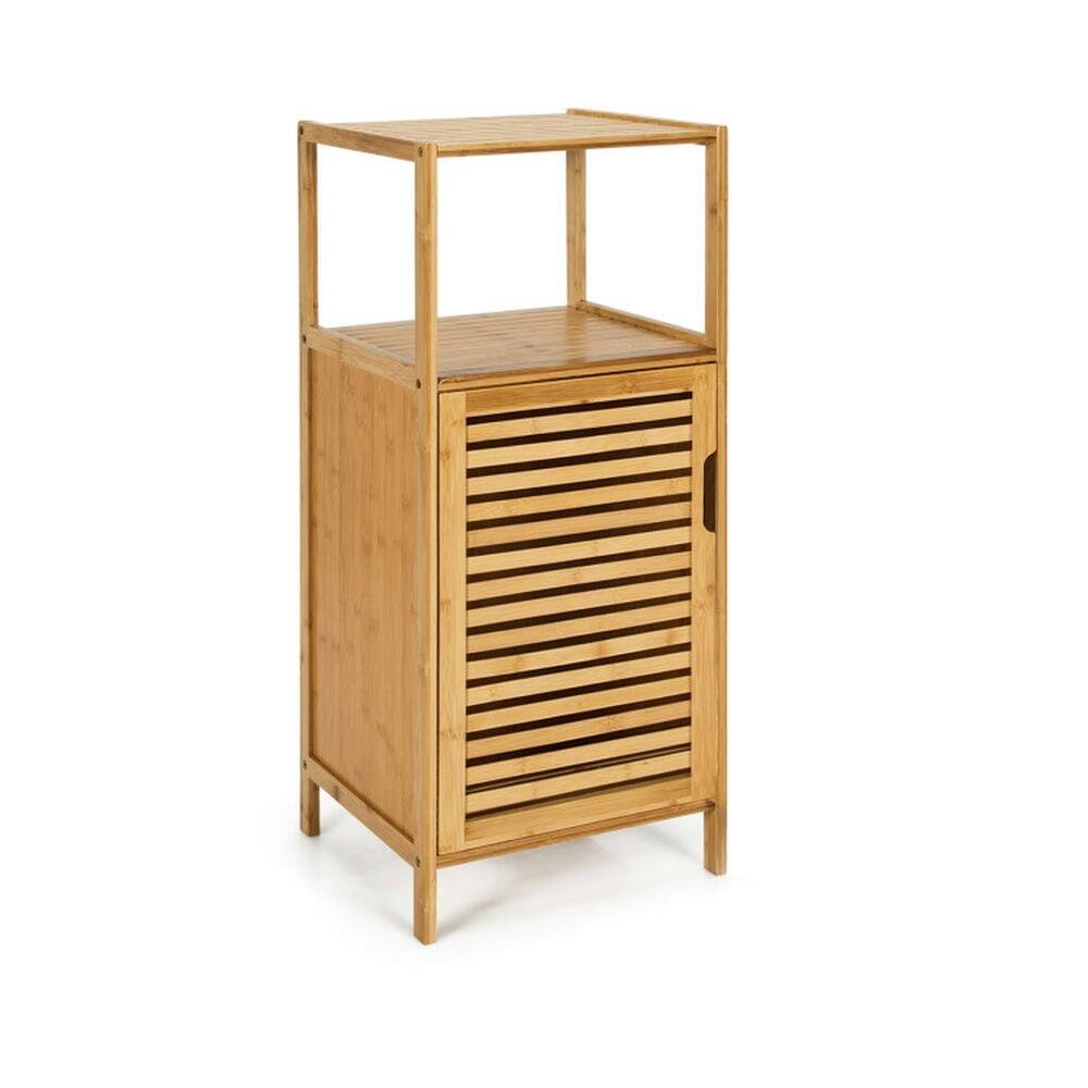 Kadyn Bamboo Bathroom Storage Floor Cabinet with Door and Shelf Corner ...