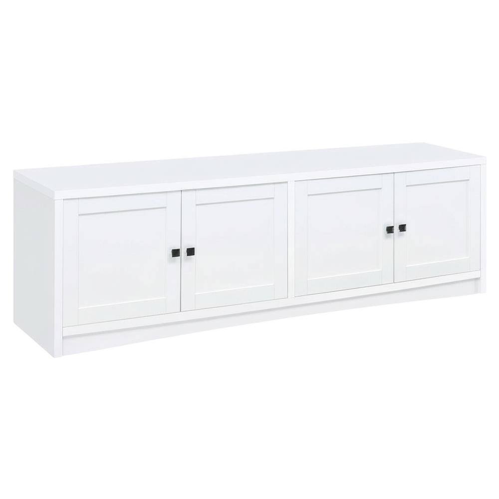 FurniFact 4 Door TV Stand with Engineered Wood and Modern Design White ...