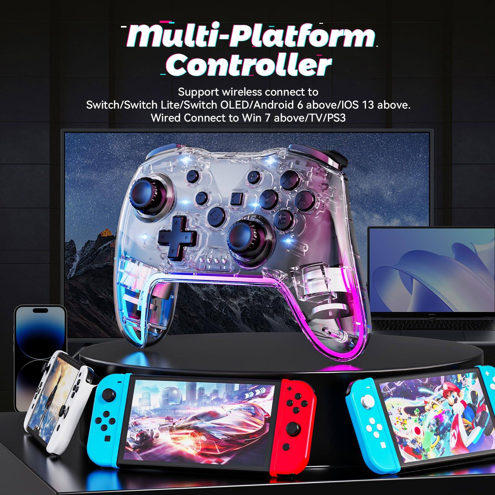 Dazzling Pops controller for switch oled pc ios android rgb backlight ...