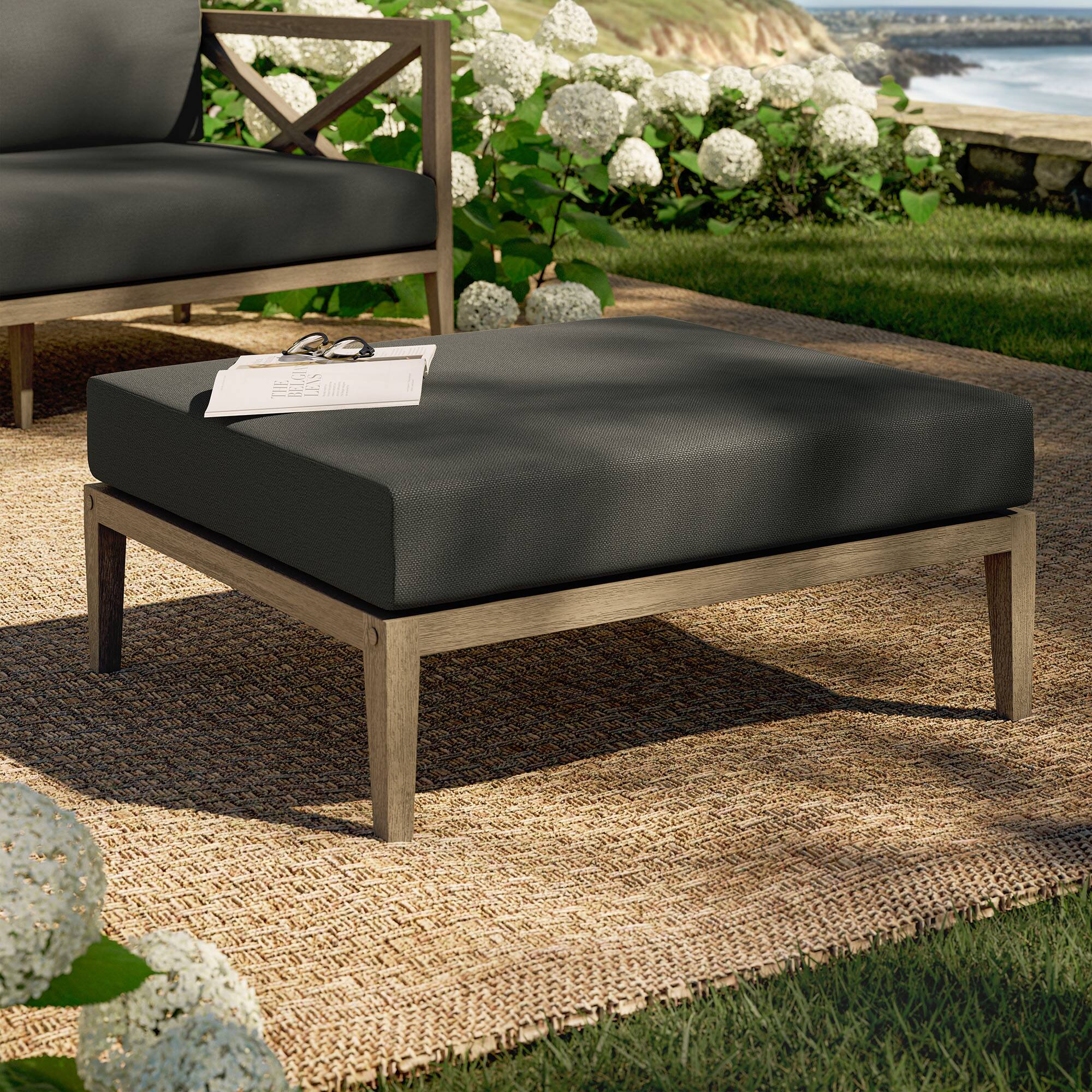 Northlake Outdoor Teak Ottoman by Modway Weathered Gray Flint EEI-7255 ...