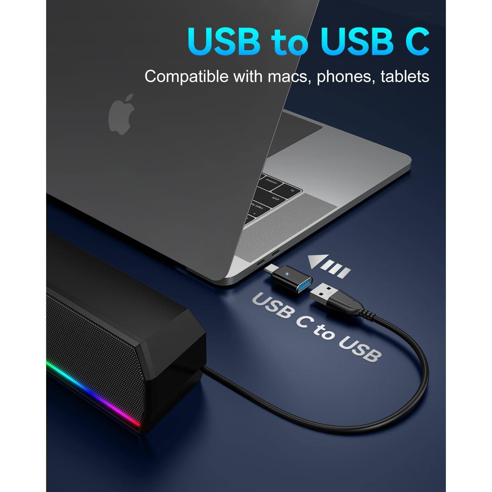 Cozy Serene Usb Light Usb Computer Speakers For Desktop Monitor Pc With Stereo Sound Rgb Light ...